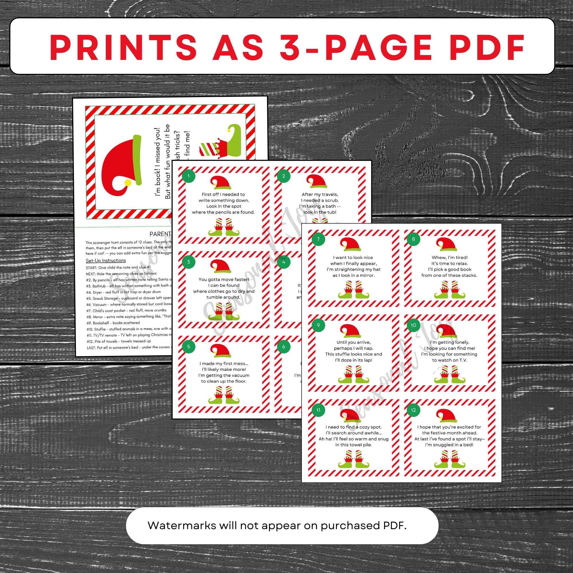 Elf Arrival Scavenger Hunt, Elf Arrival Idea, Elf Treasure Hunt ...
