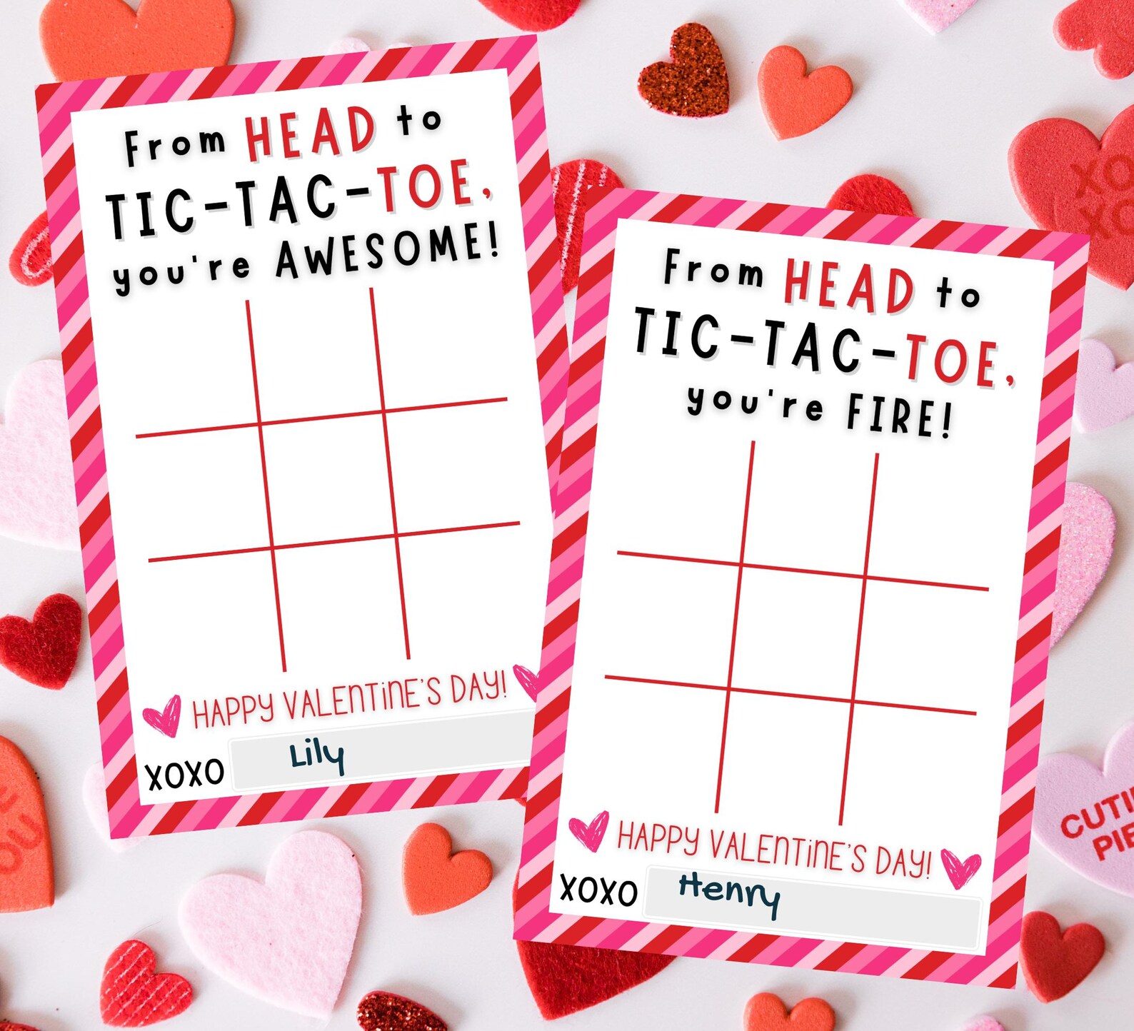 Printable Valentine's Day Tic Tac Toe Cards, Kids Valentine Tic Tac Toe ...