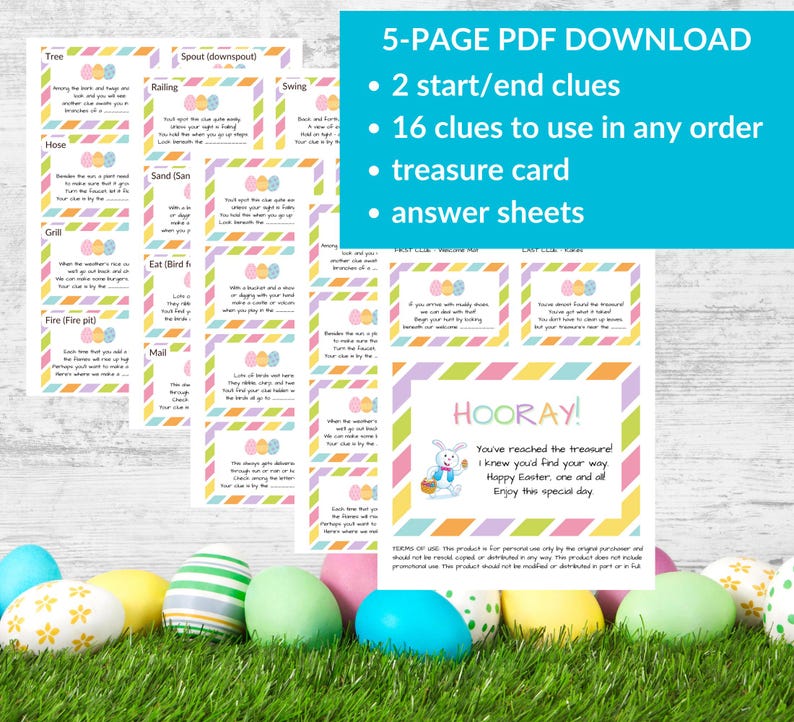 Easter Egg Hunt Outdoor Clue Cards, Easter Scavenger Hunt Clues for ...