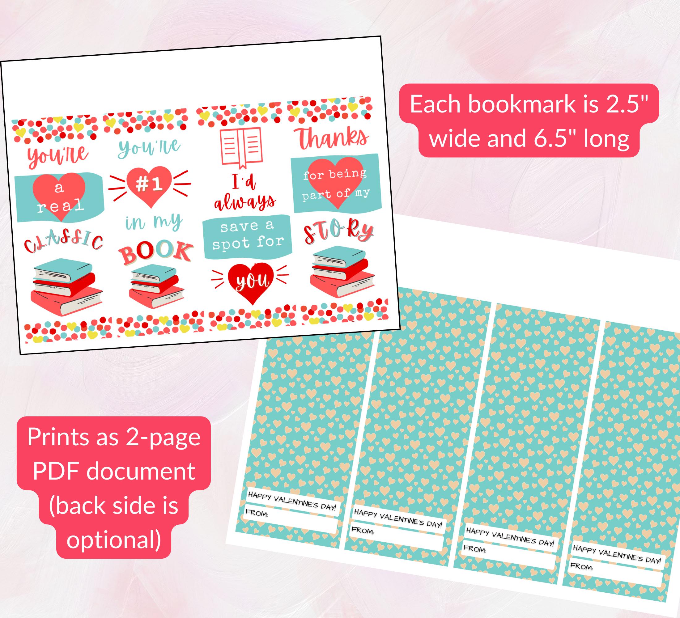Valentines Day Bookmarks, Classroom Valentines, Printable Valentines ...