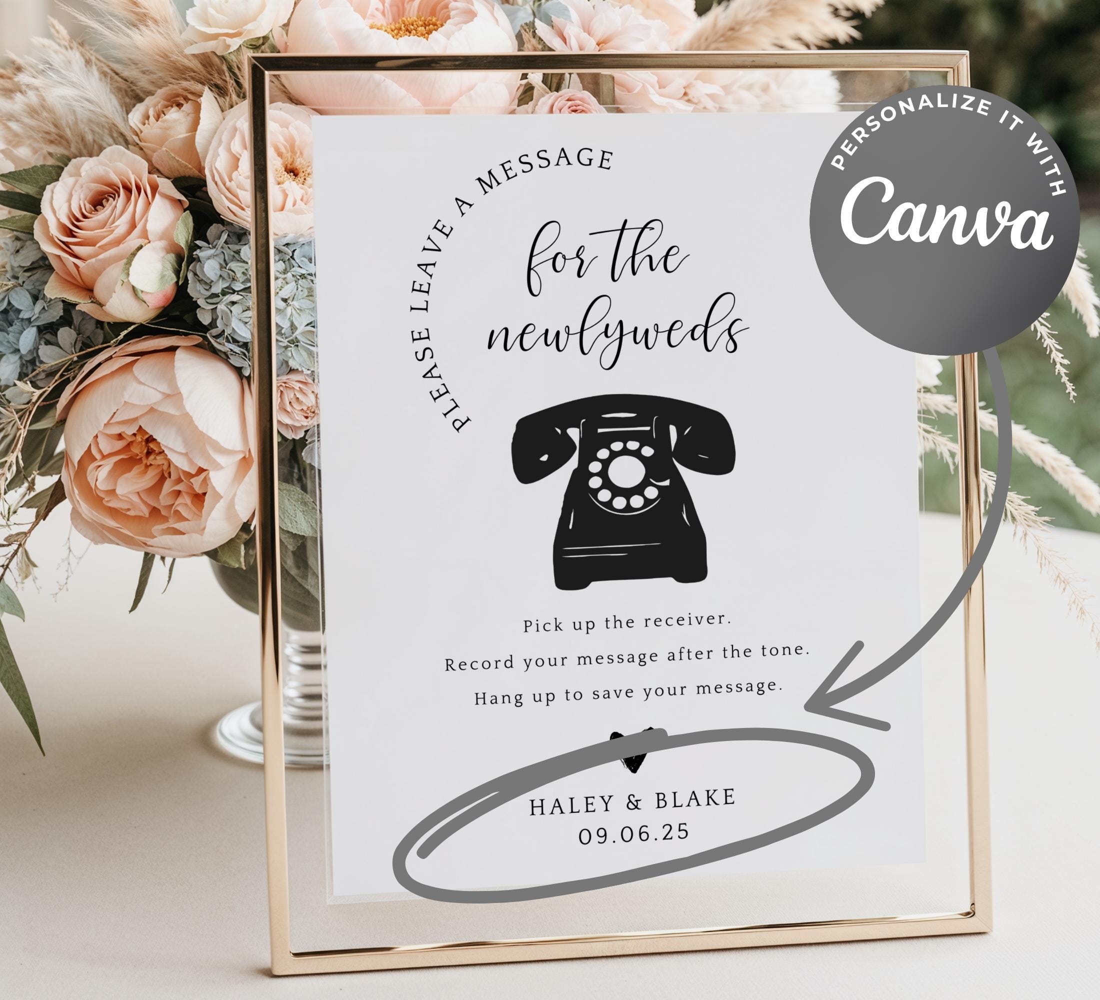 Printable Audio Guestbook Sign Template, Telephone Wedding Guestbook ...