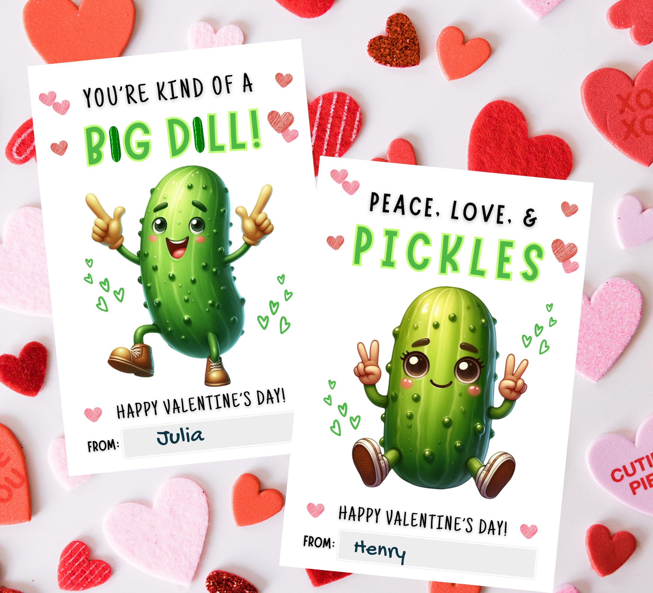 Pickle Valentines, Printable Pickle Valentine Card, Kids Pickle ...