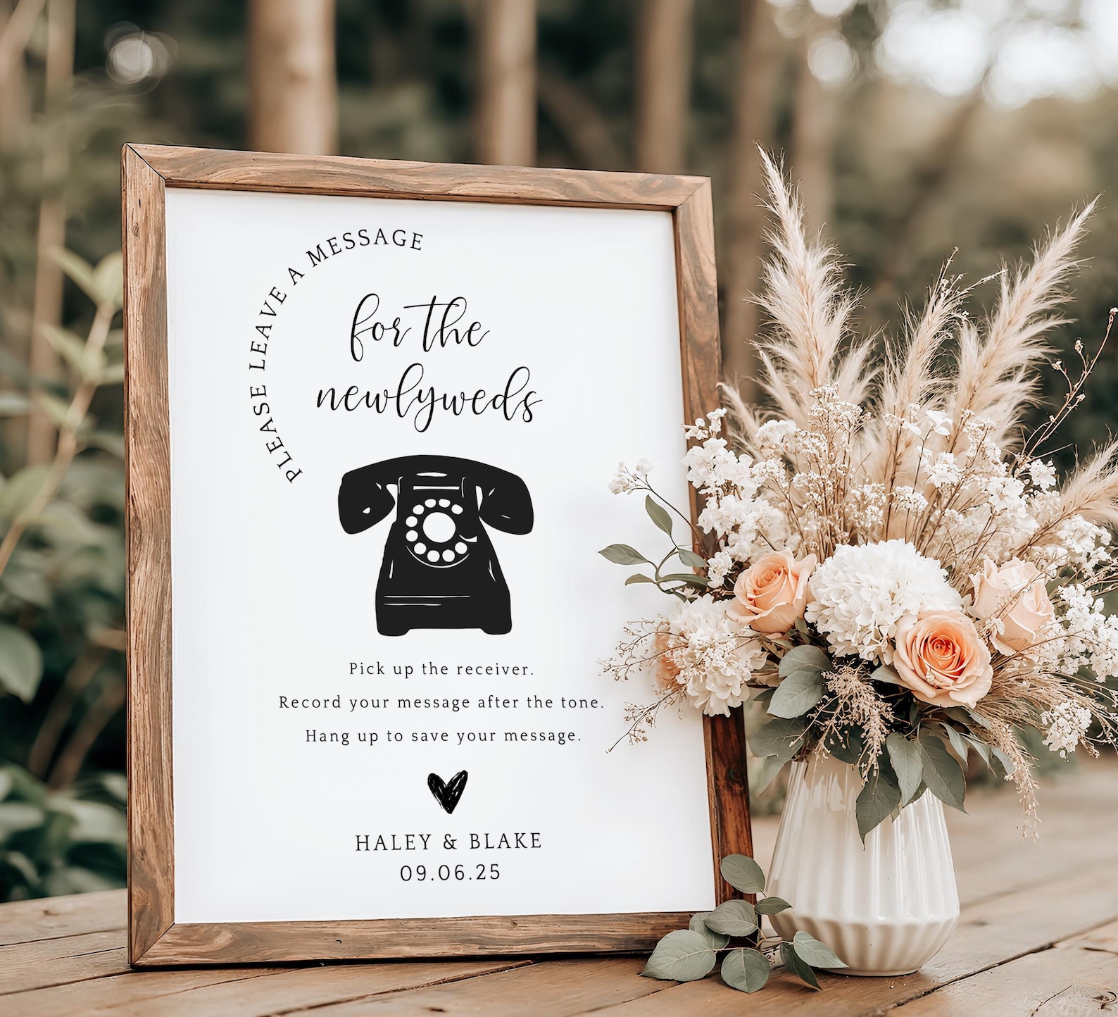 Printable Audio Guestbook Sign Template, Telephone Wedding Guestbook ...