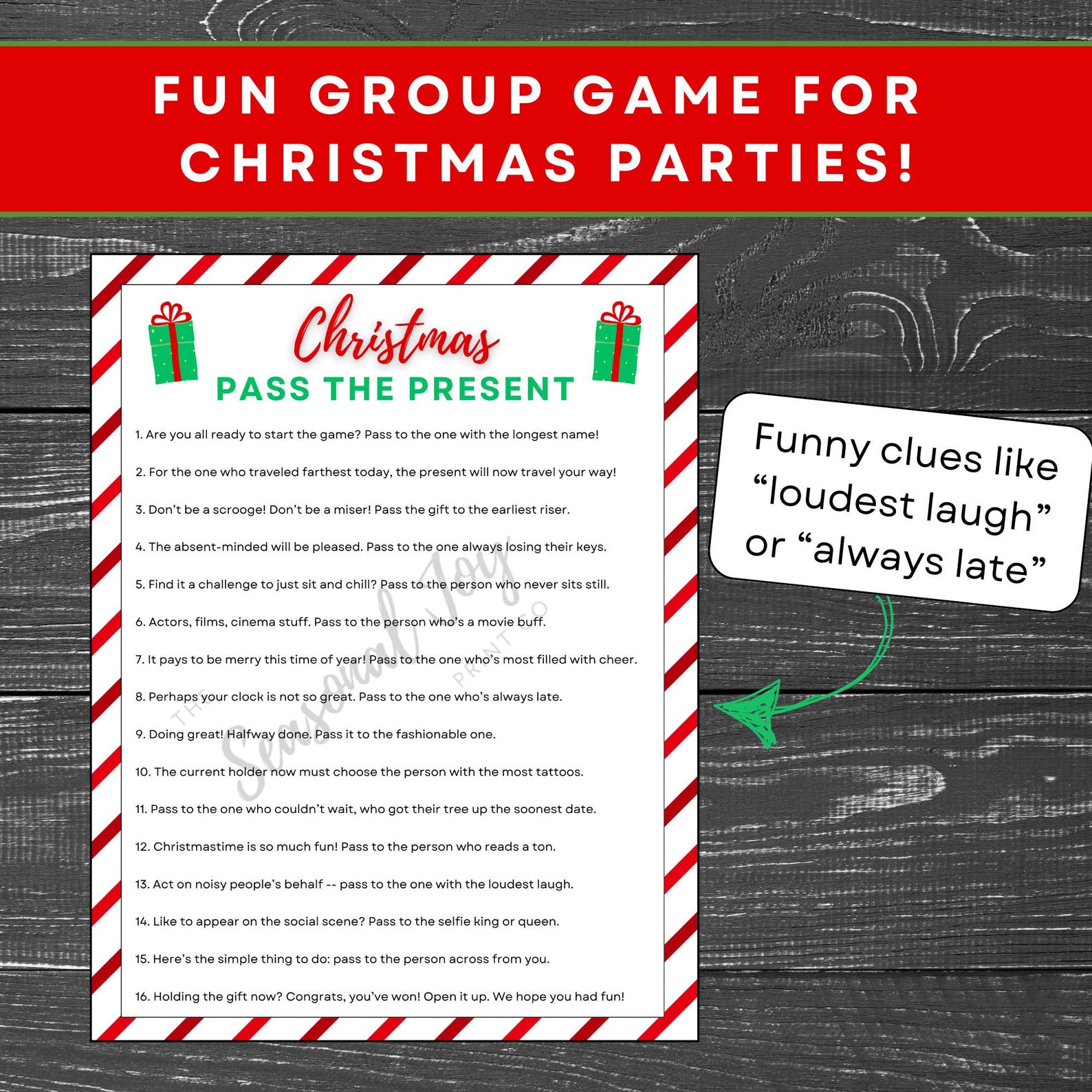 Pass the Present Christmas Game, Pass the Gift Game, Pass the Parcel ...