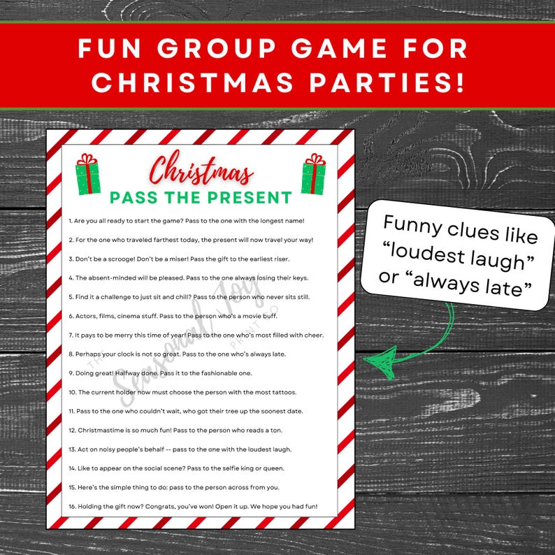 Pass the Present Christmas Game, Pass the Gift Game, Pass the Parcel ...
