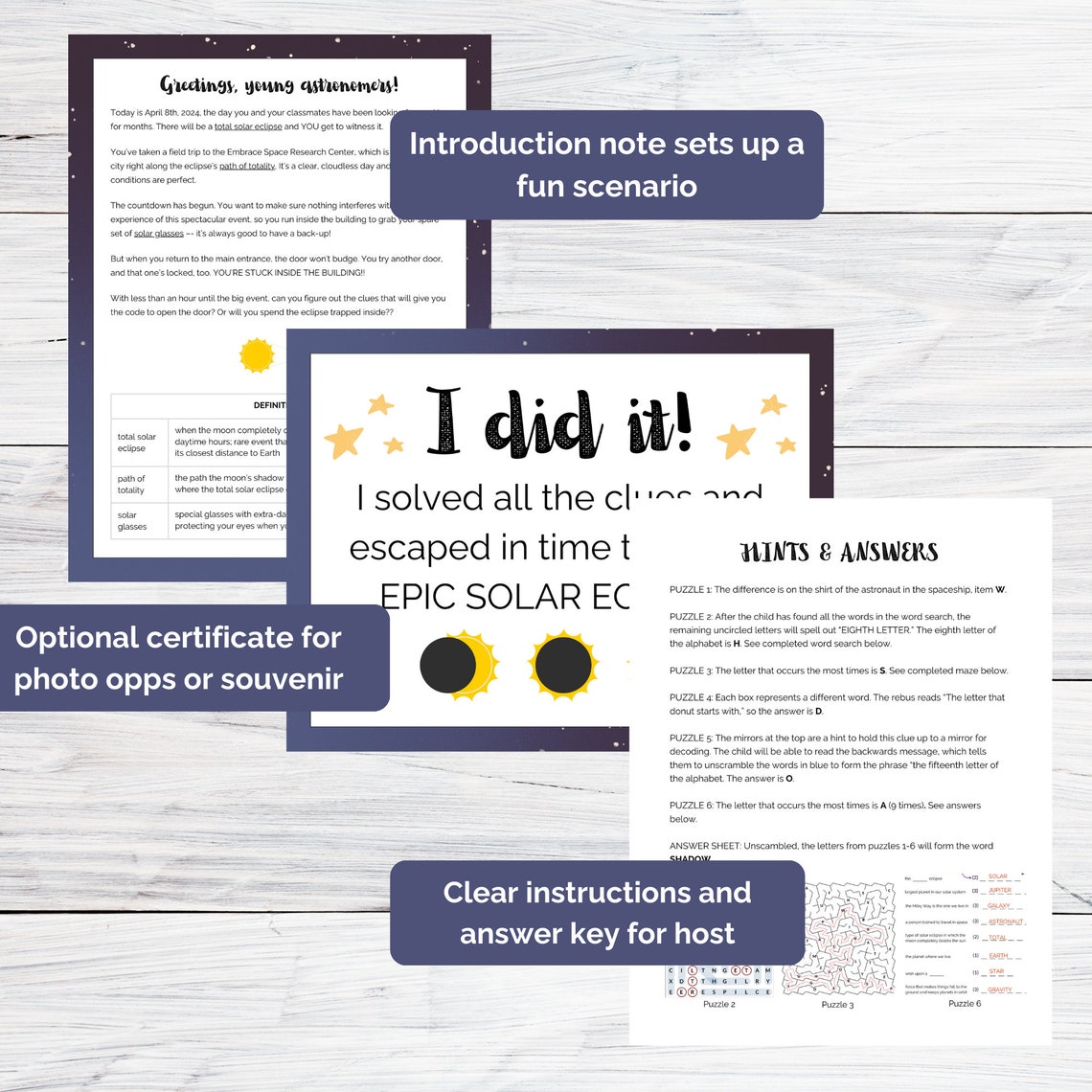 Solar Eclipse Escape Room for Kids, Solar Eclipse Game, Eclipse 2024 Activity, Solar Eclipse ...