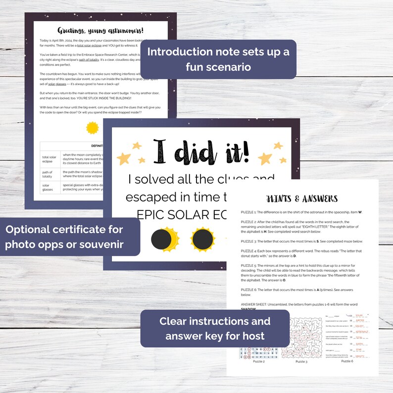 Solar Eclipse Escape Room for Kids, Solar Eclipse Game, Eclipse 2024 ...