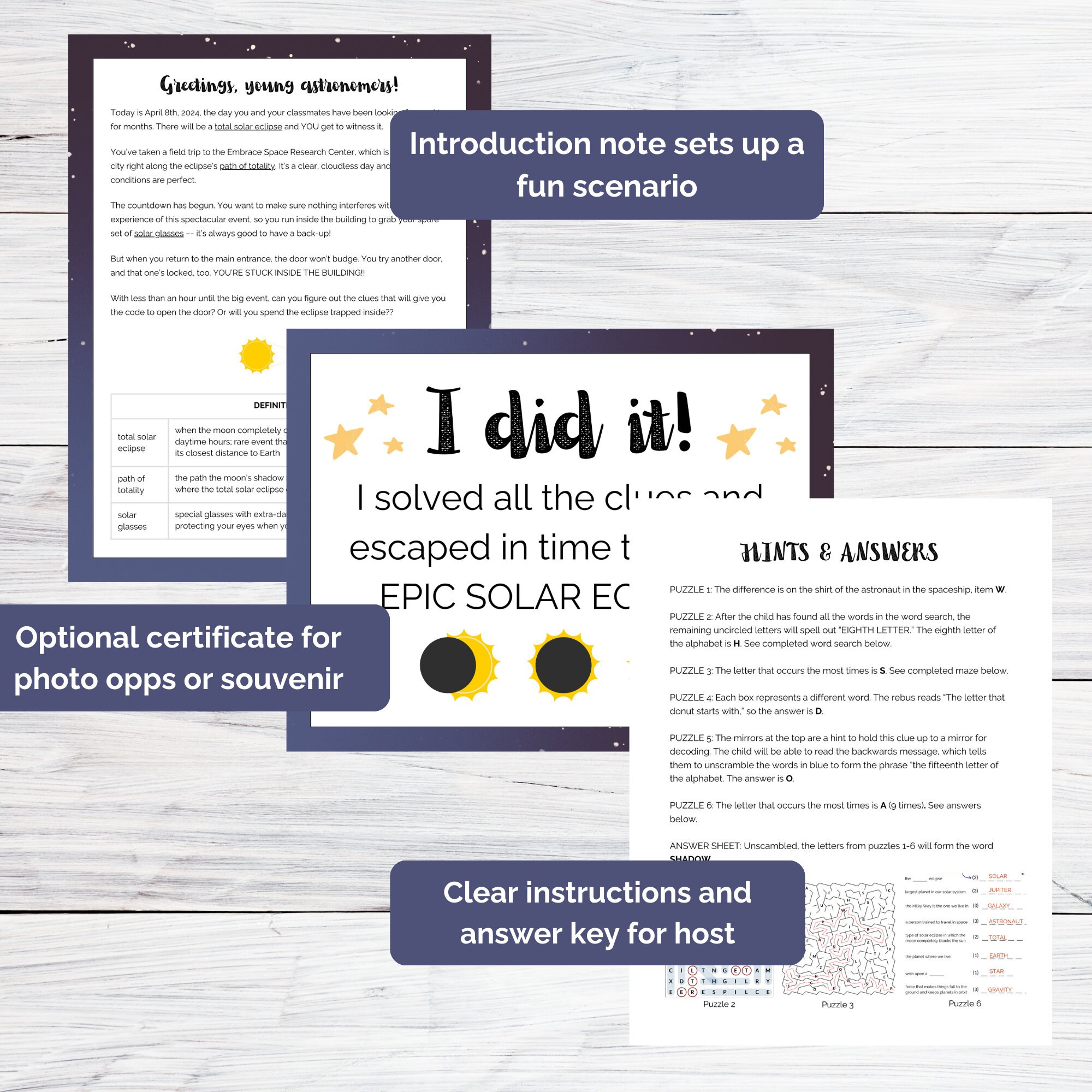 Solar Eclipse Escape Room for Kids, Solar Eclipse Game, Eclipse 2024 ...