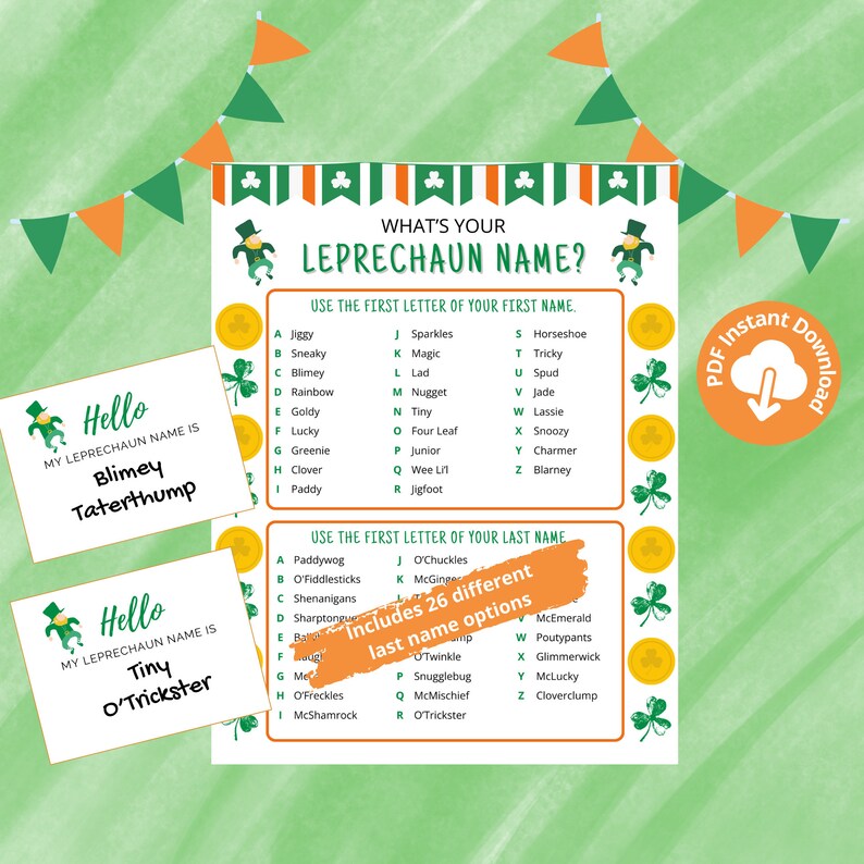 What's Your Leprechaun Name, Leprechaun Name Game, St. Patrick's Day ...