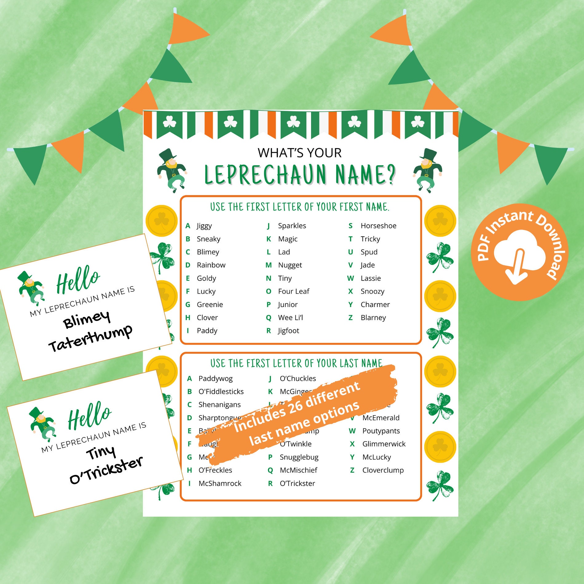 What's Your Leprechaun Name, Leprechaun Name Game, St. Patrick's Day ...