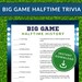 Big Game Trivia - Halftime Show, Big Game LIX Party Game, Game Day ...