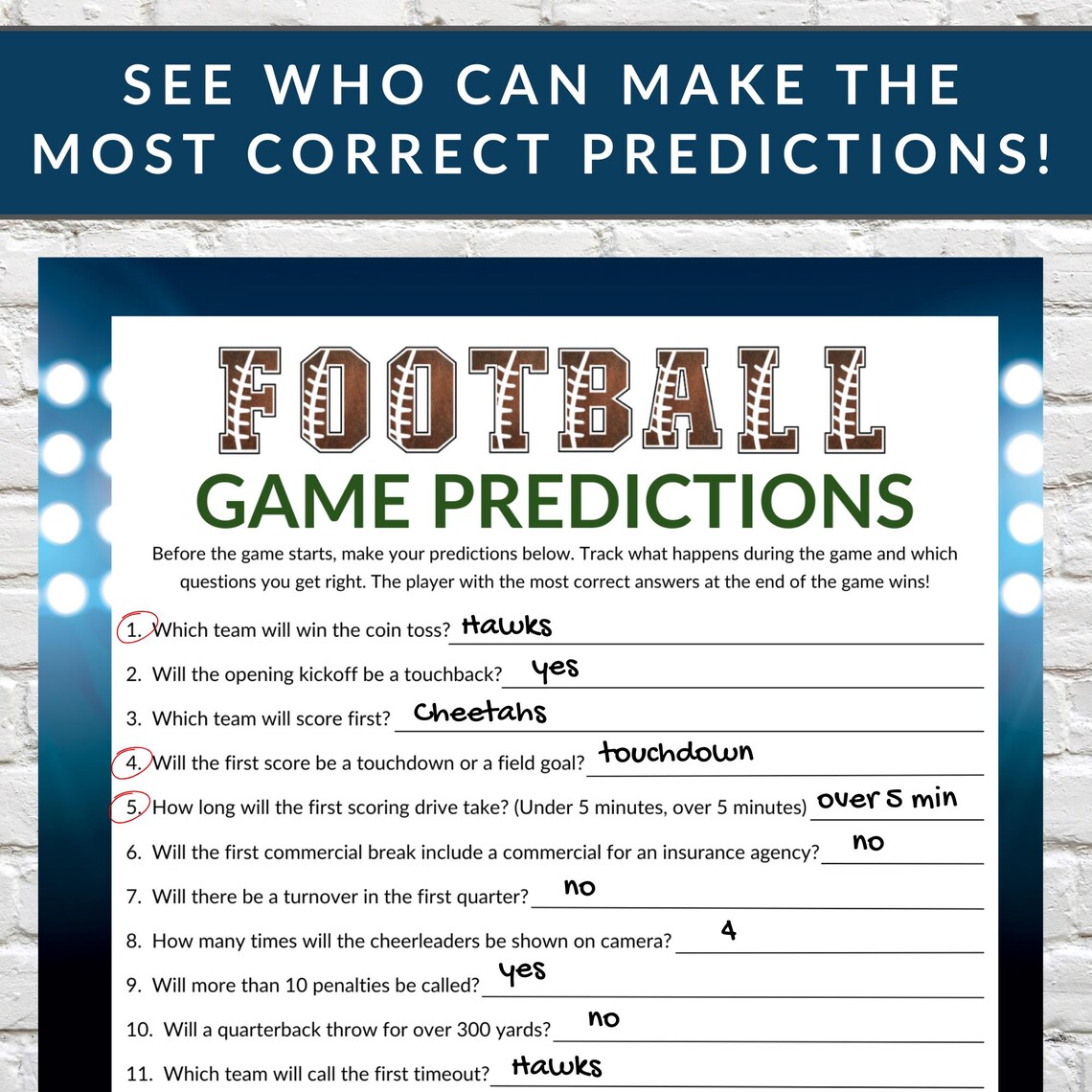 Football Party Game, Football Game Predictions, Game Day Predictions ...