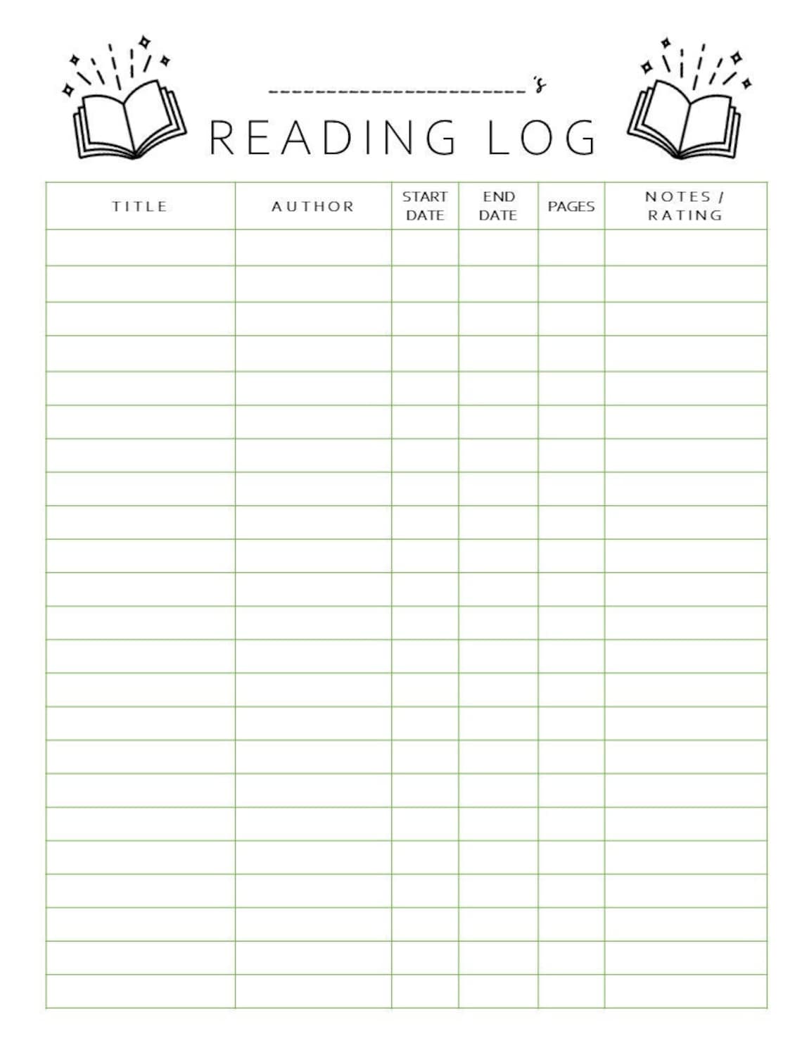 Family Reading Log Template, Family Reading Log Printable, Reading Log ...