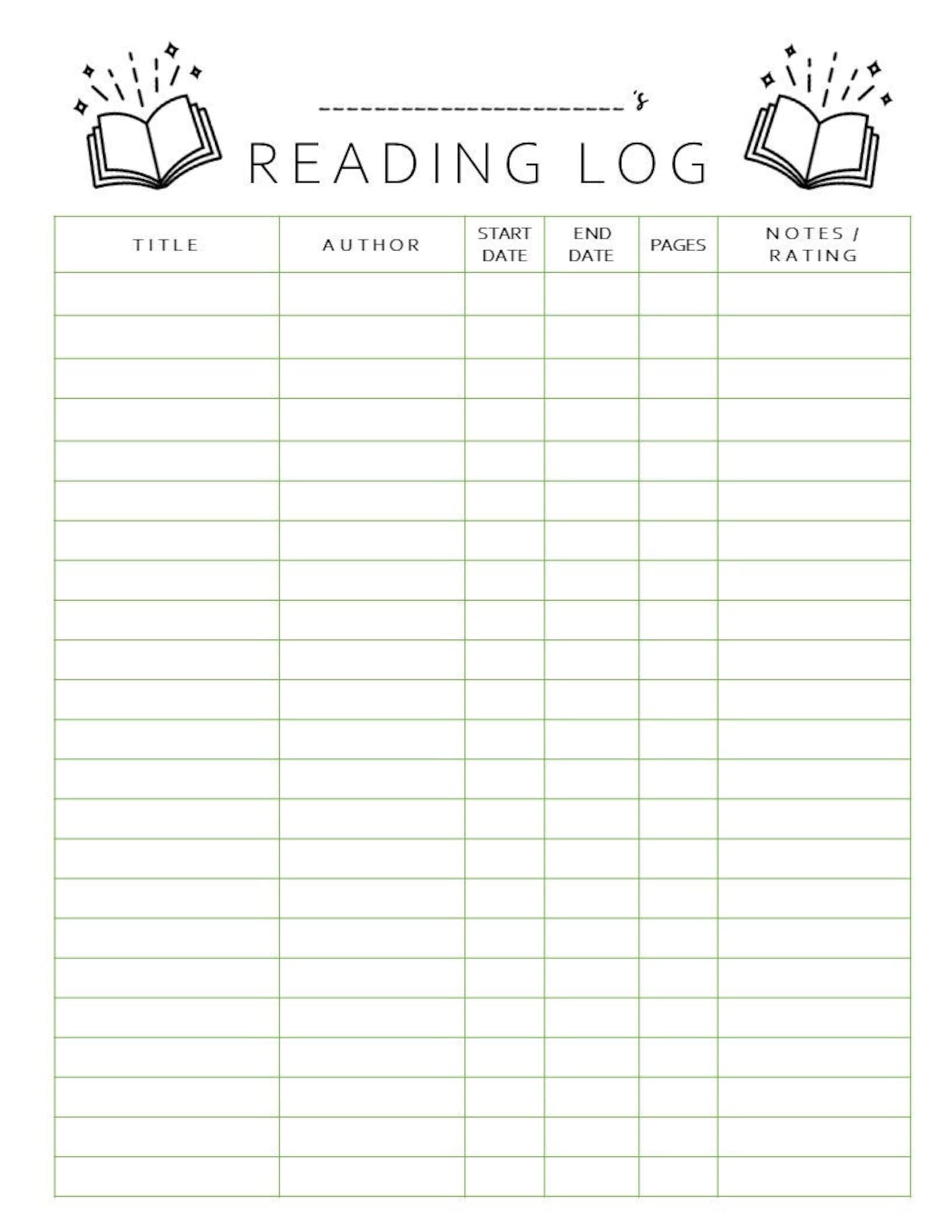 Family Reading Log Template, Family Reading Log Printable, Reading Log ...