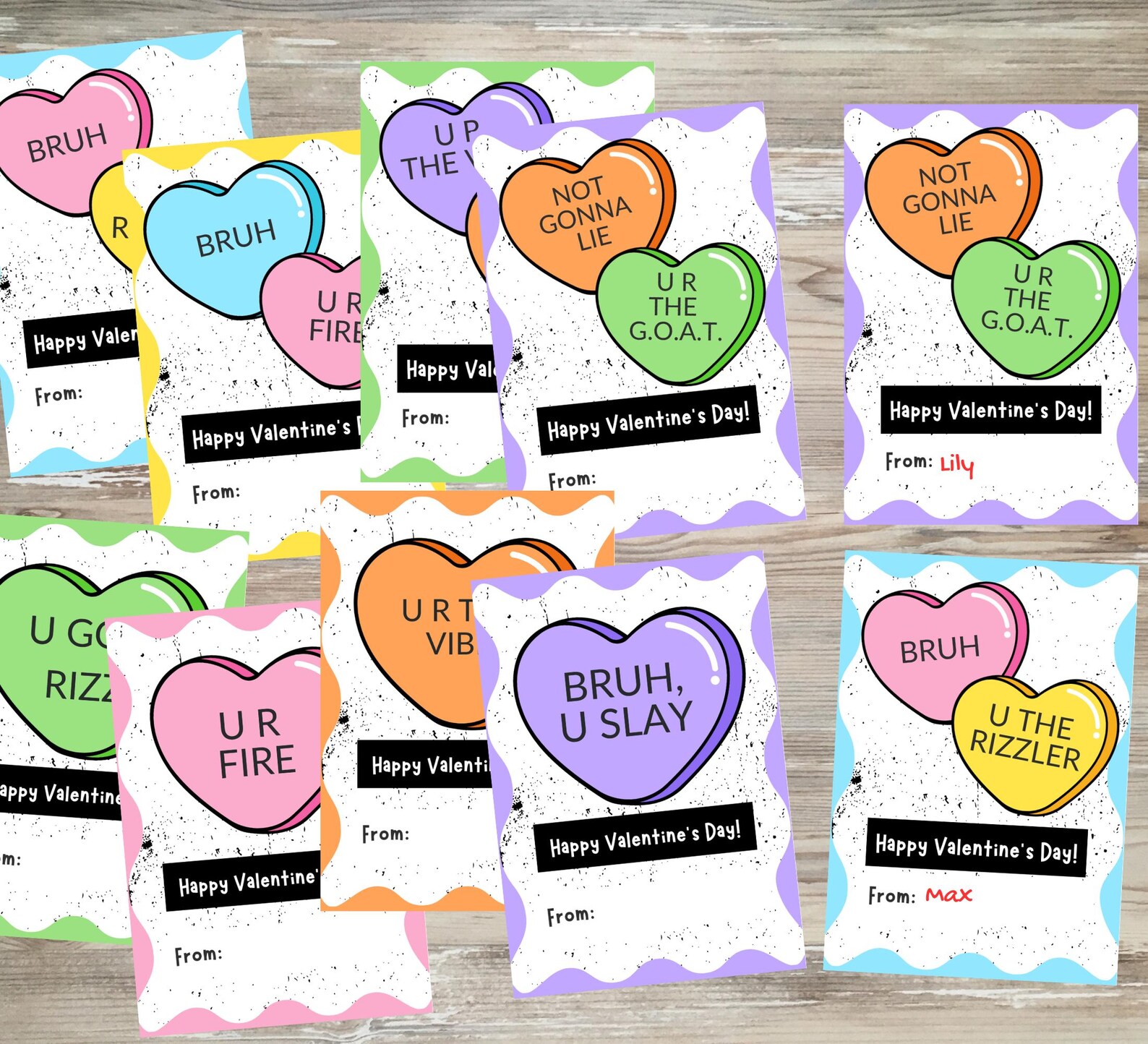 Kids Slang Conversation Hearts Valentines, Gen Alpha Slang Valentines ...
