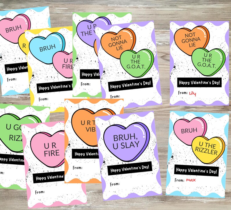Kids Slang Conversation Hearts Valentines, Gen Alpha Slang Valentines ...