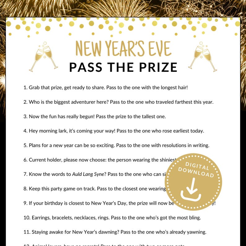 New Year's Pass the Prize Game, Pass the Parcel, Pass the Gift, Pass ...