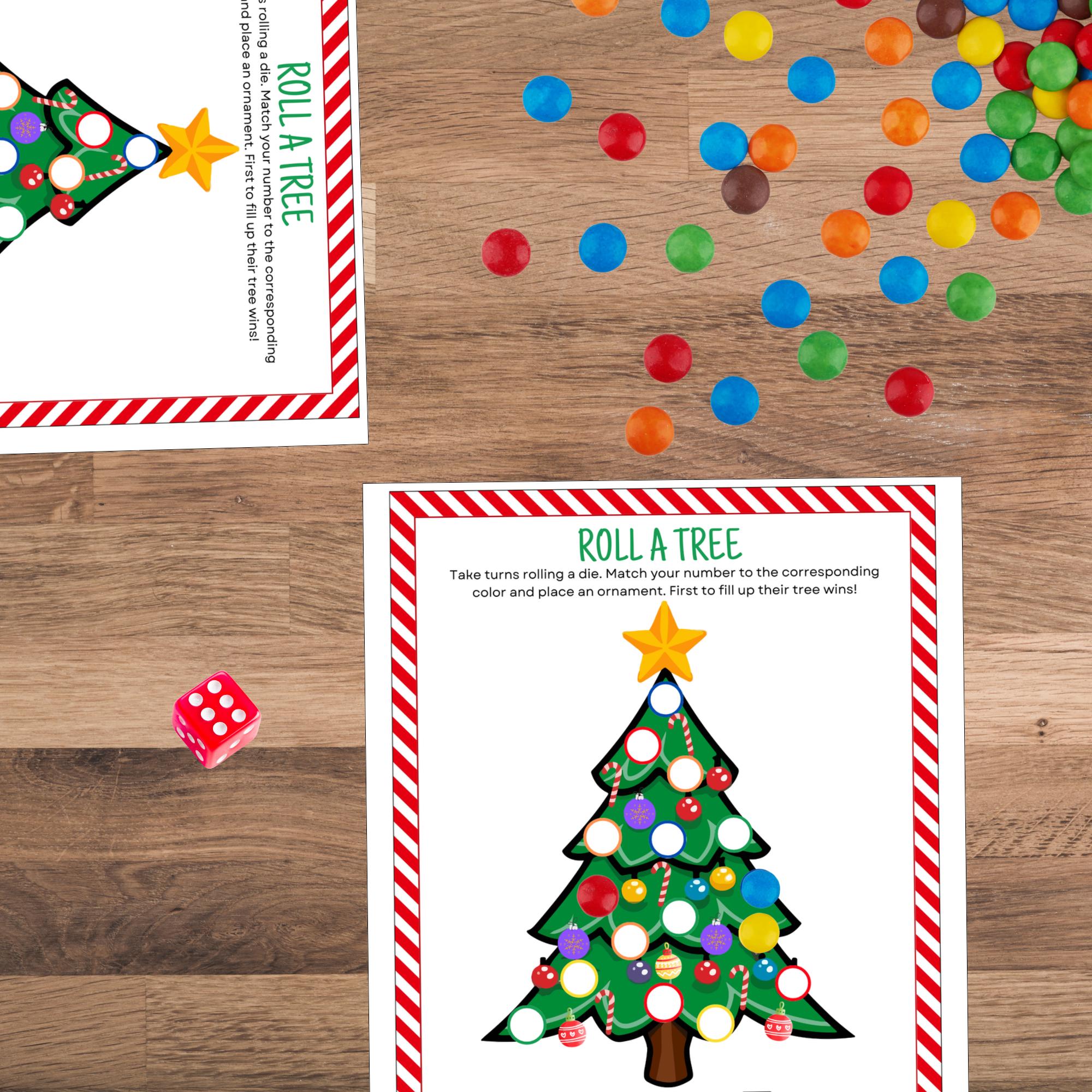 Roll a Tree Game and Candy Dice Game for Kids, Christmas Party Game ...
