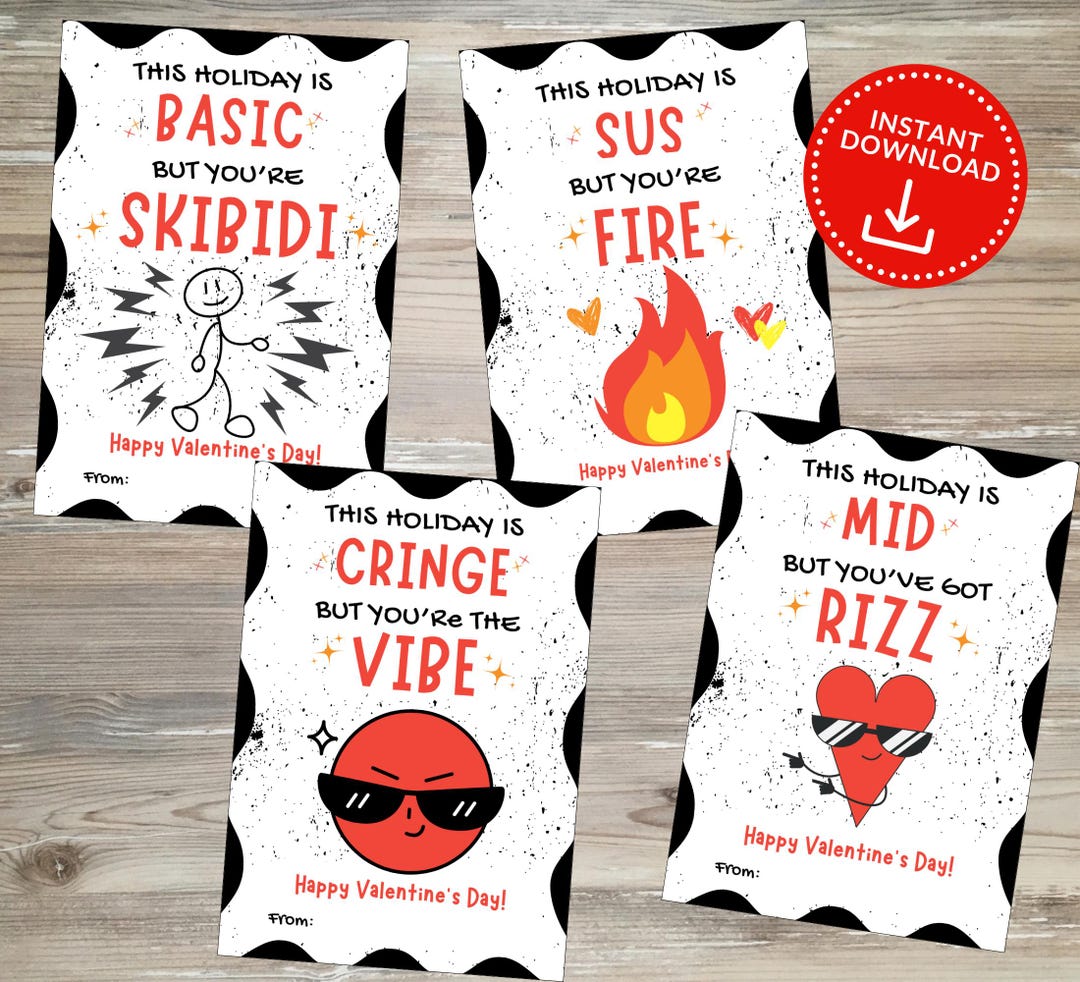 Slang Kids Valentines Day Cards, Gen Z Alpha Slang Valentines, Funny ...