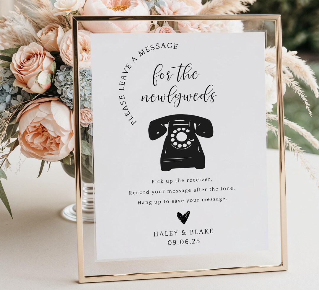 Printable Audio Guestbook Sign Template, Telephone Wedding Guestbook ...