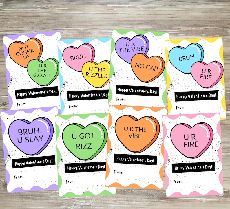 Kids Slang Conversation Hearts Valentines, Gen Alpha Slang Valentines ...