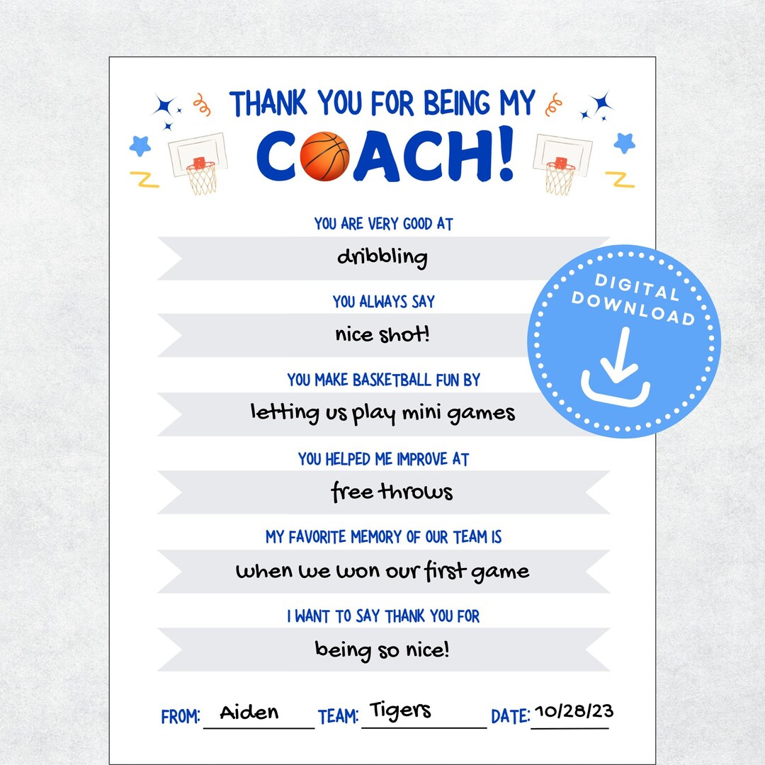 Basketball Coach Thank You, Basketball Coach Appreciation, Basketball ...