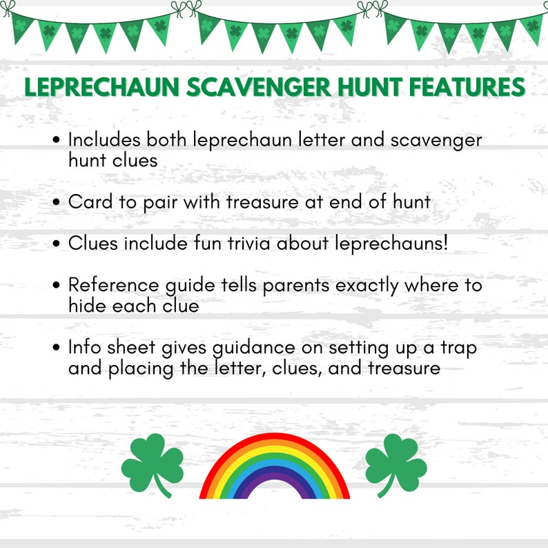St. Patrick Scavenger Hunt, Leprechaun Scavenger Hunt, Leprechaun ...