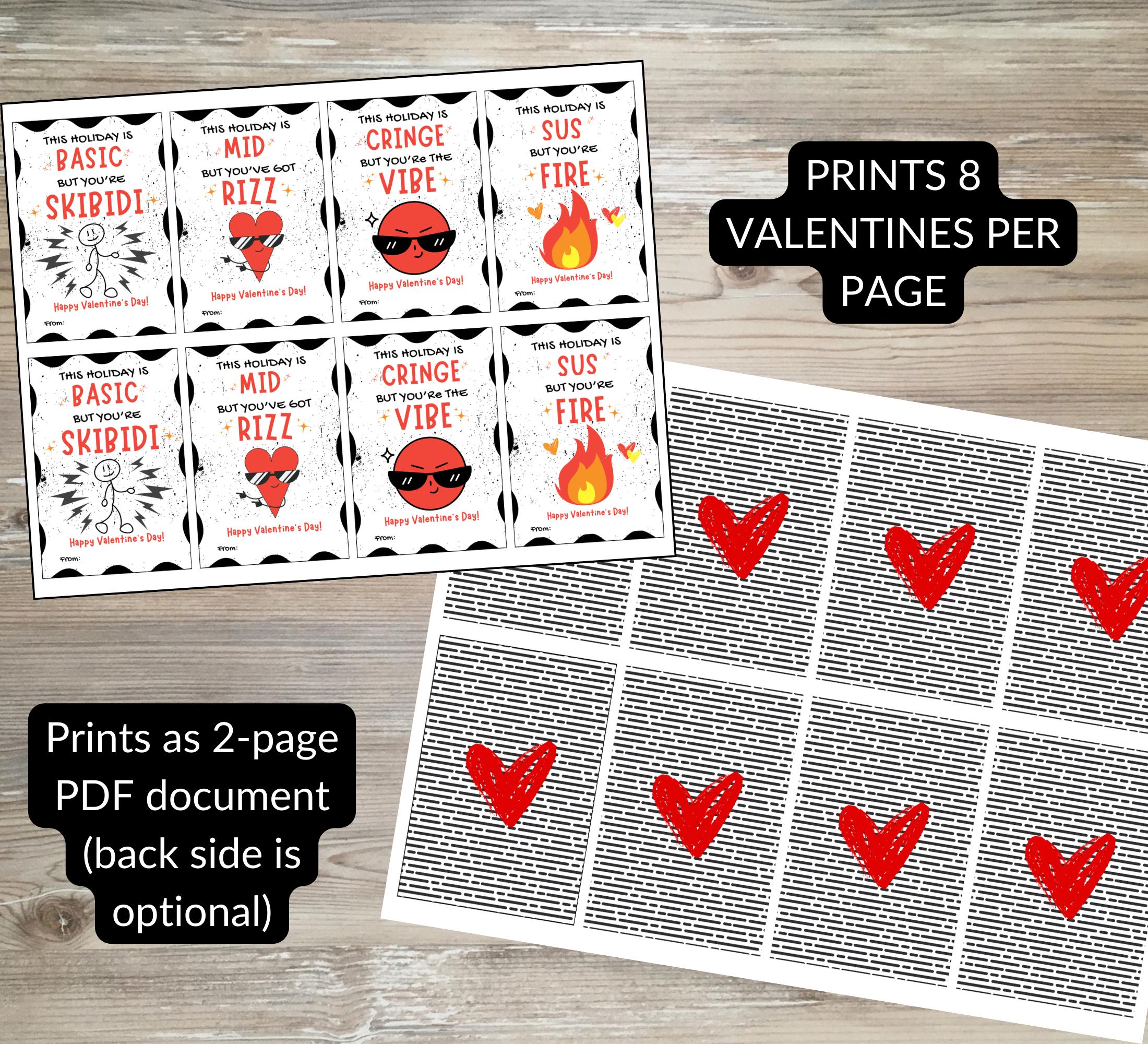 Slang Kids Valentines Day Cards, Gen Z Alpha Slang Valentines, Funny ...