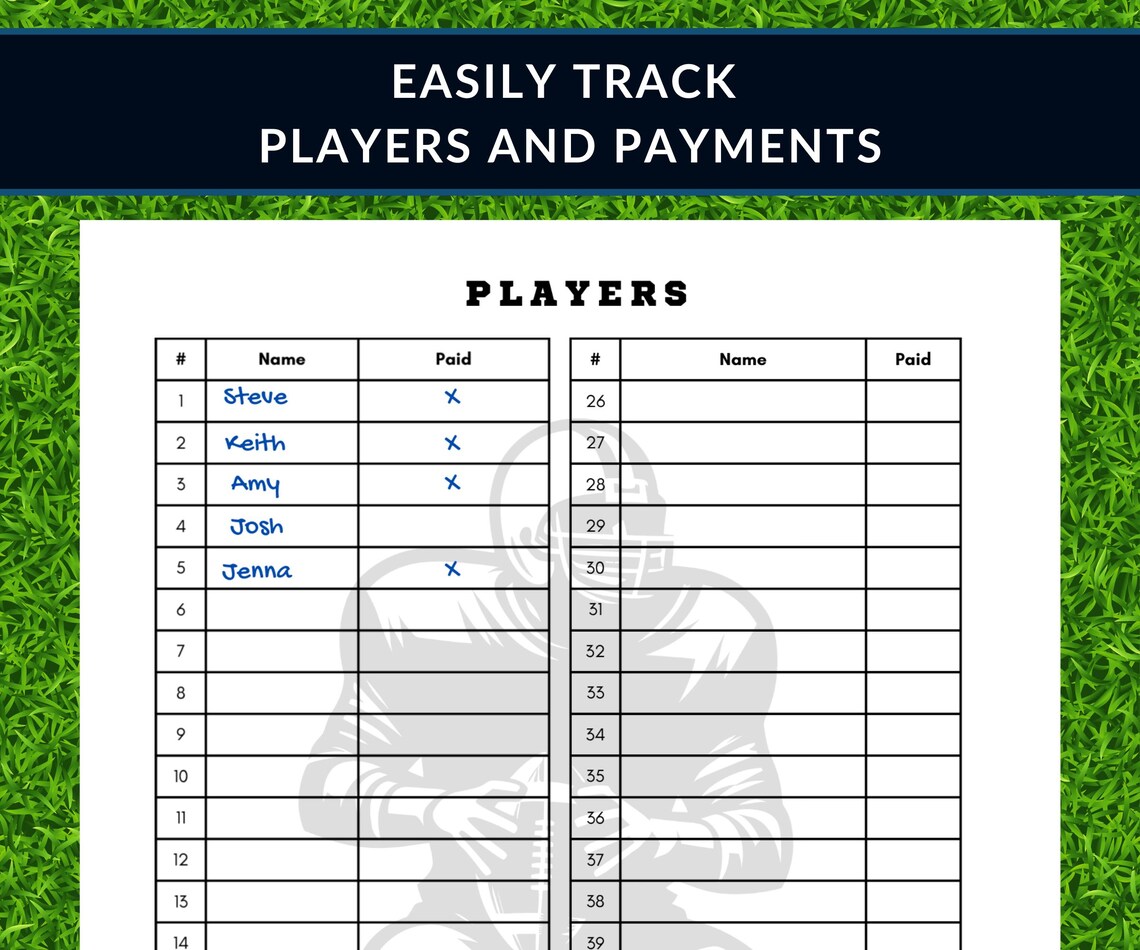 50 Football Squares Game, Football Party Game, Game Day Football ...