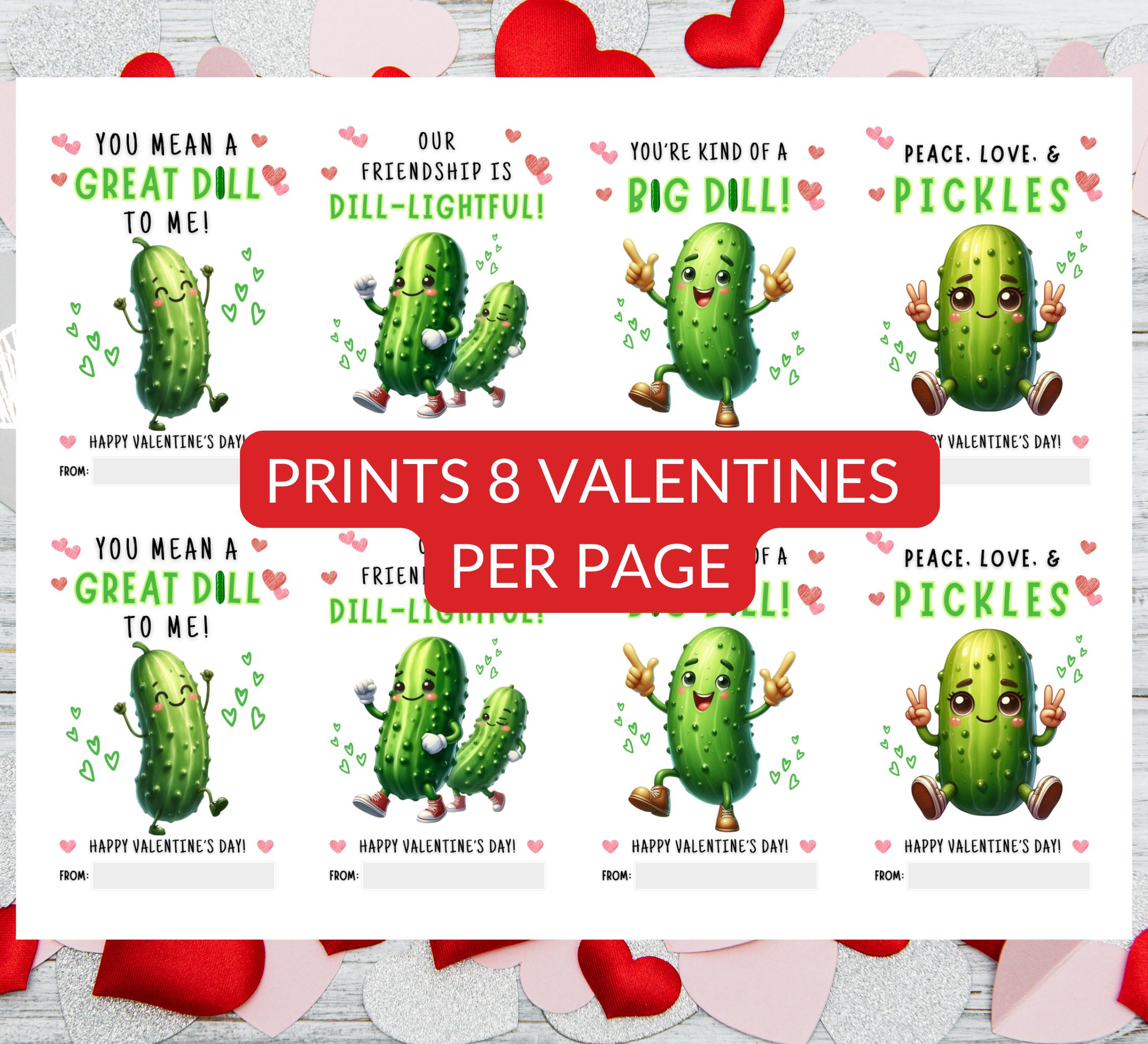Pickle Valentines, Printable Pickle Valentine Card, Kids Pickle ...
