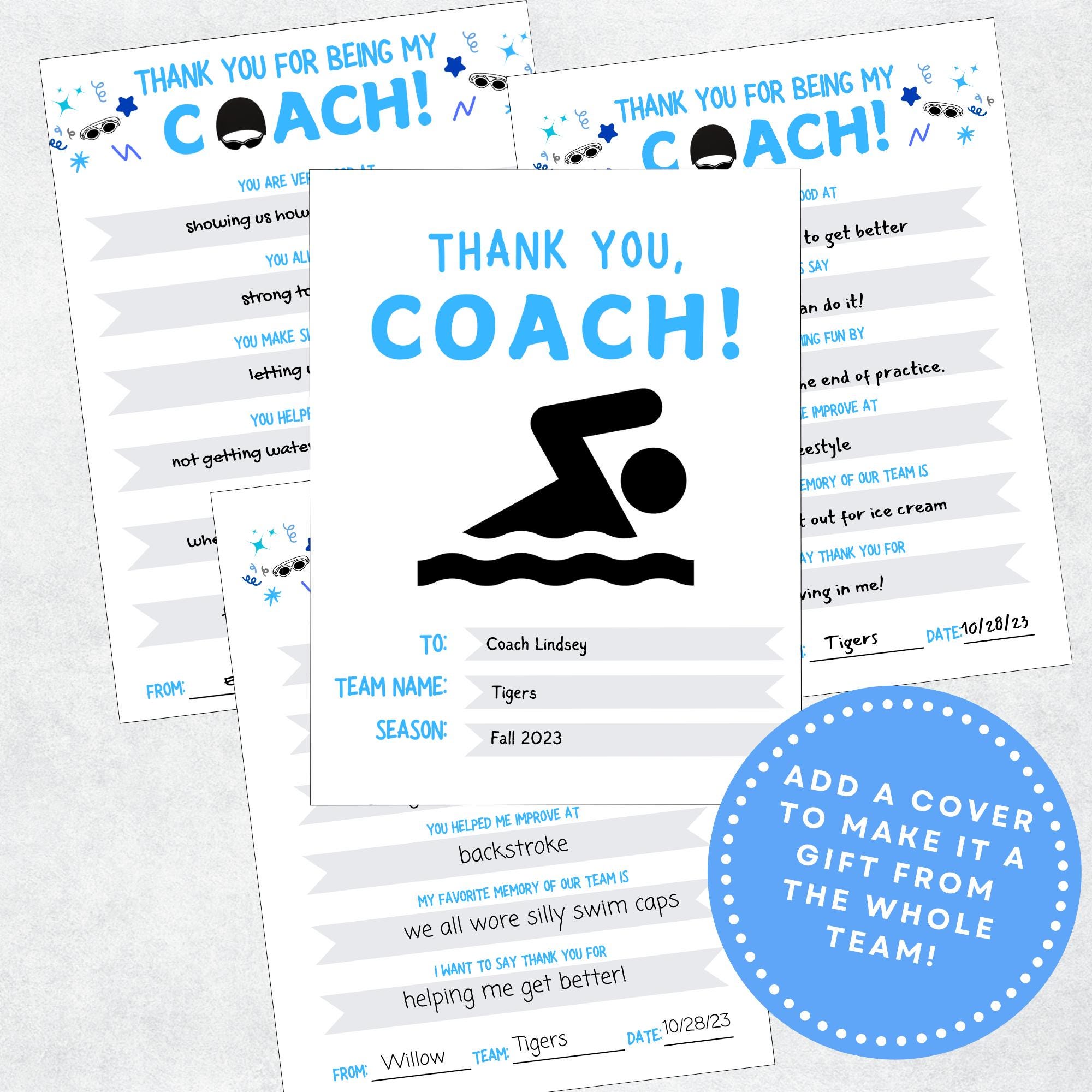 Swim Coach Thank You, Swimming Coach Appreciation, Swim Coach Gift ...