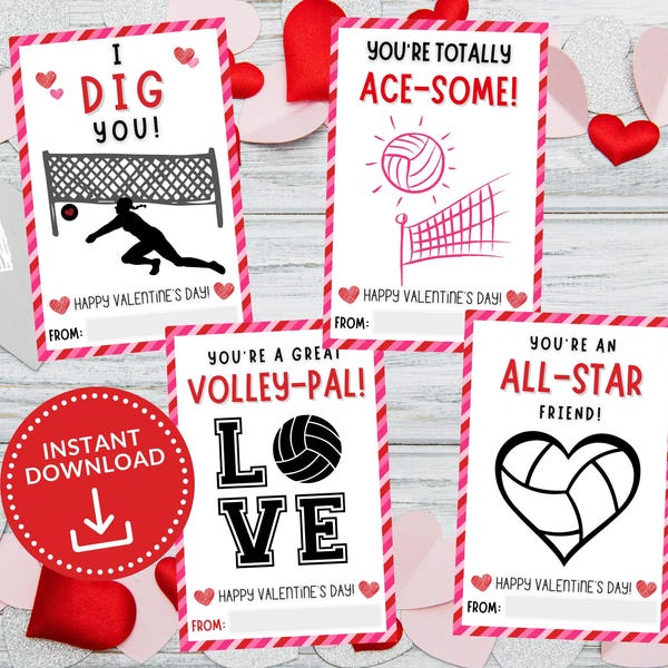 Volleyball Valentine - Etsy