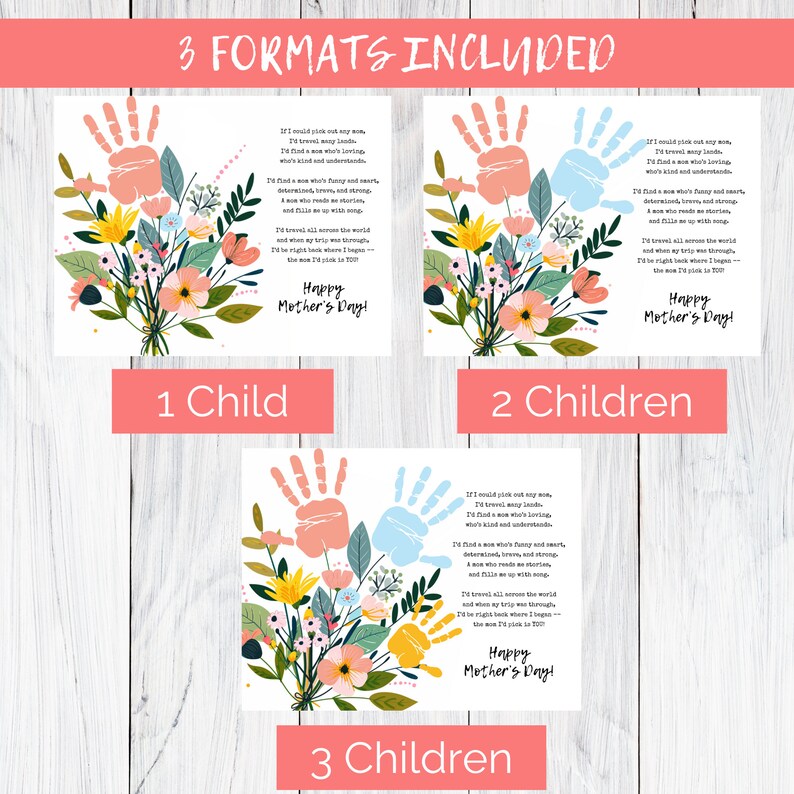 Handprint Mothers Day, Mother's Day Poem With Flower Handprint Craft ...