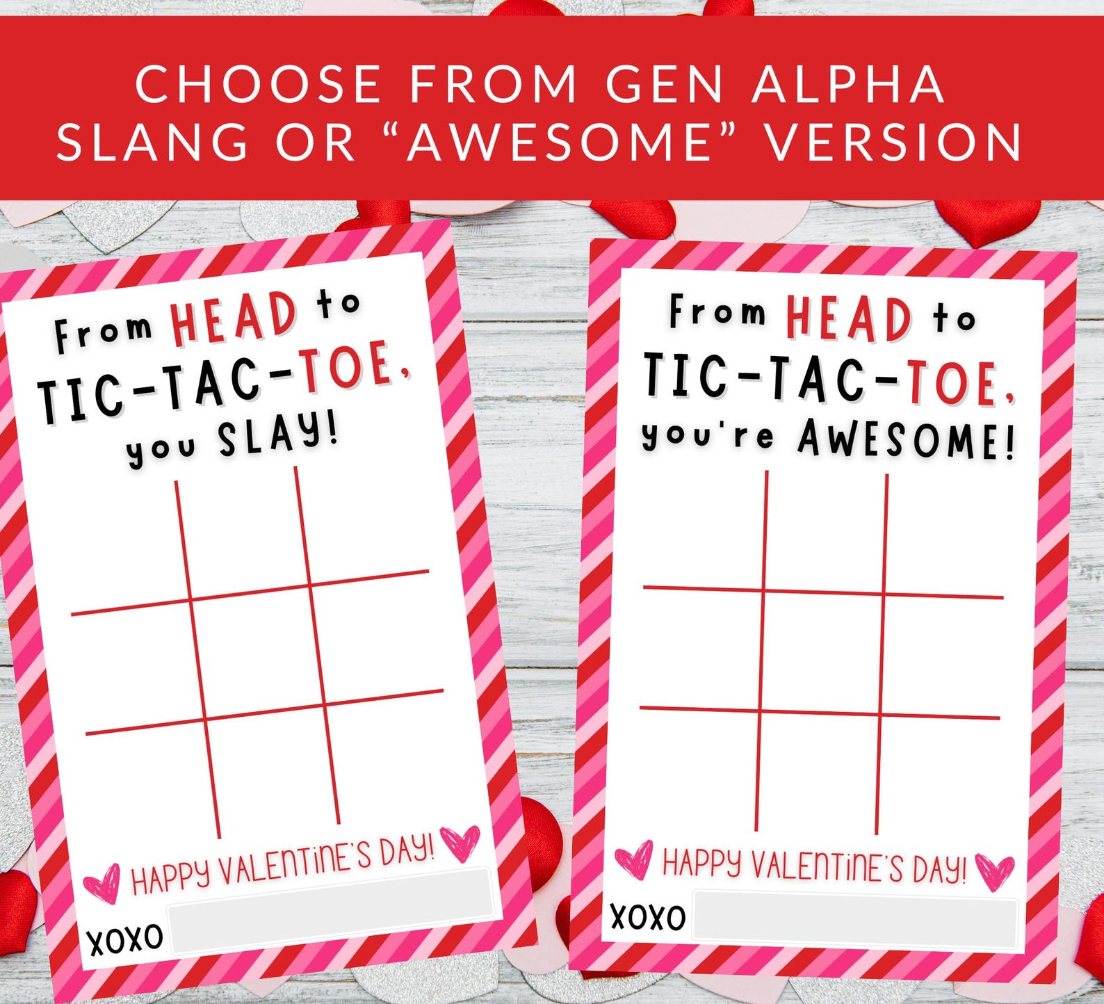 Printable Valentine's Day Tic Tac Toe Cards, Kids Valentine Tic Tac Toe ...