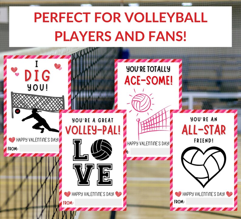 Volleyball Valentine Cards, Printable Valentine Card, Valentine Card ...