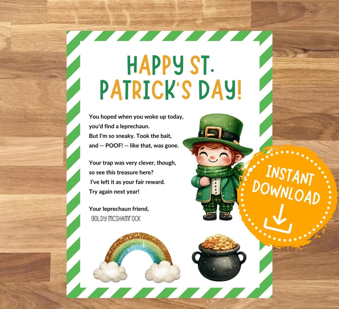 Leprechaun Letter, Leprechaun Trap Leave Behind Letter, Leprechaun Note ...