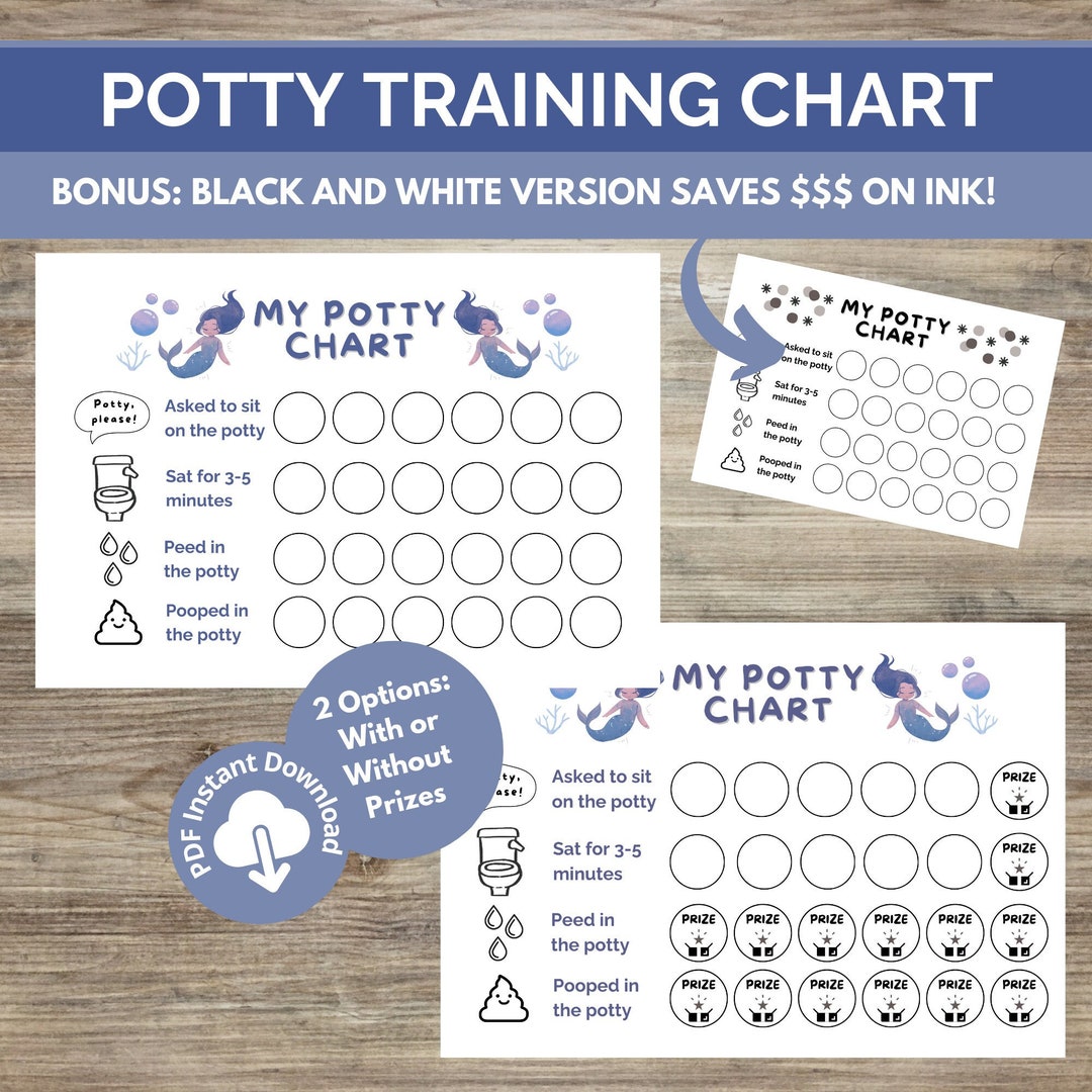Printable Potty Training Chart, Mermaid Reward Chart for Toddlers ...