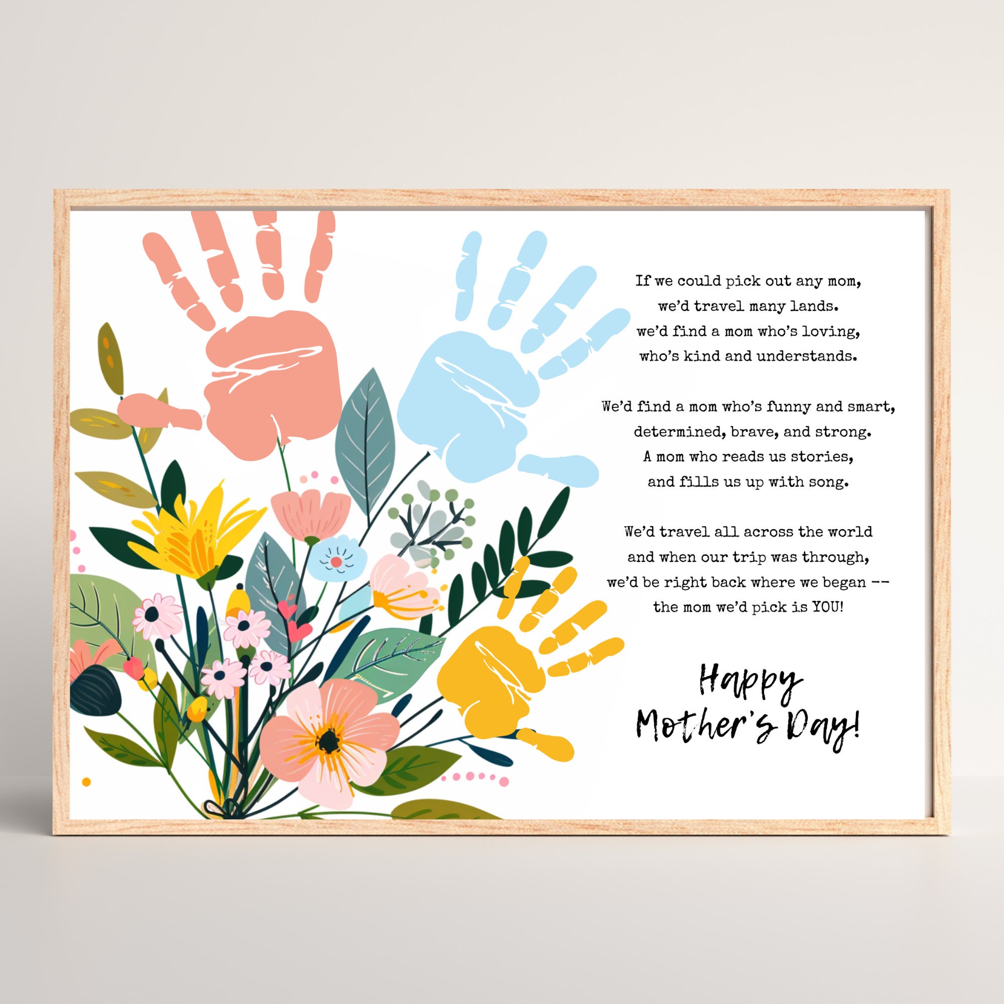 Handprint Mothers Day, Mother's Day Poem With Flower Handprint Craft ...