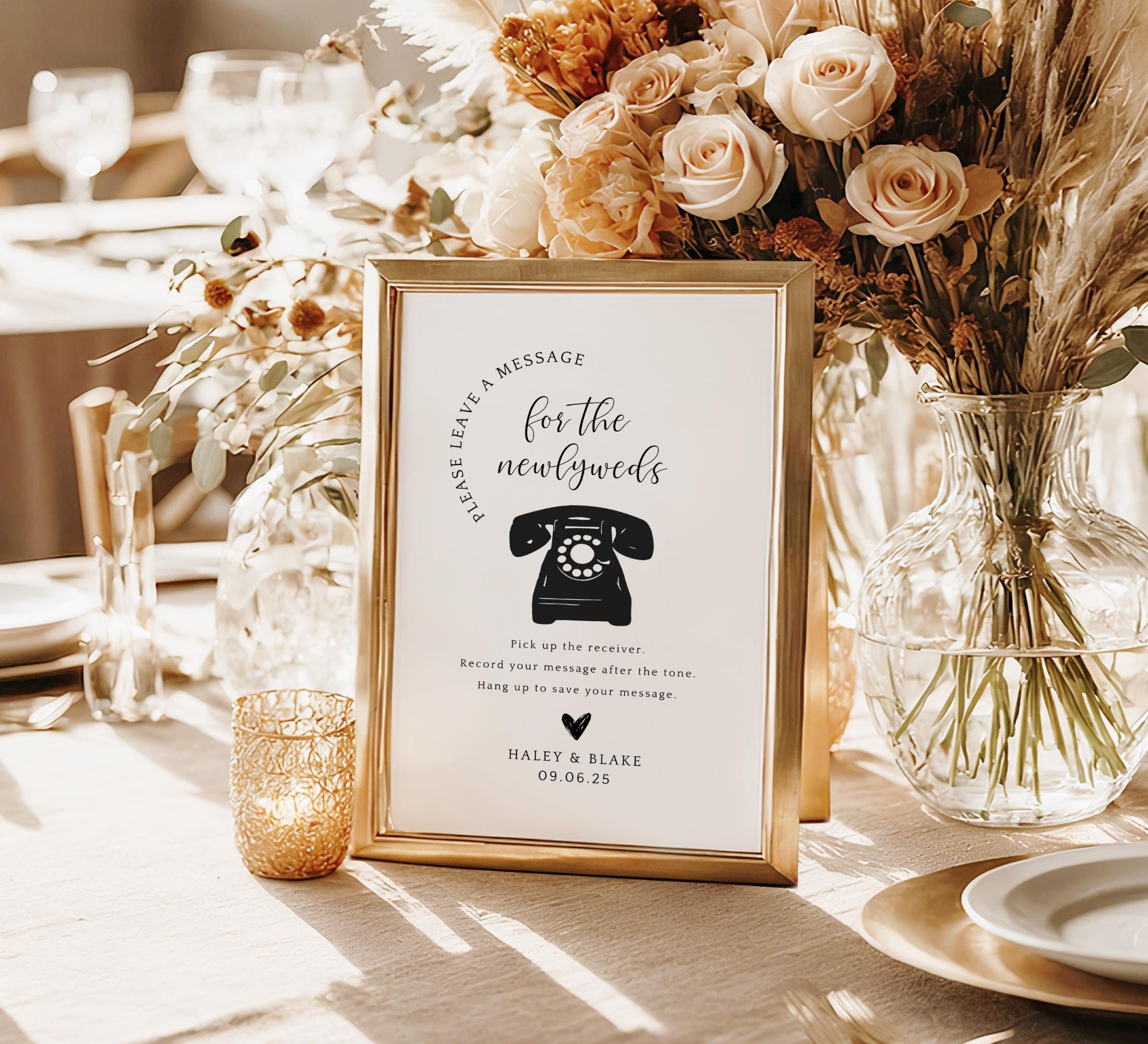 Printable Audio Guestbook Sign Template, Telephone Wedding Guestbook ...