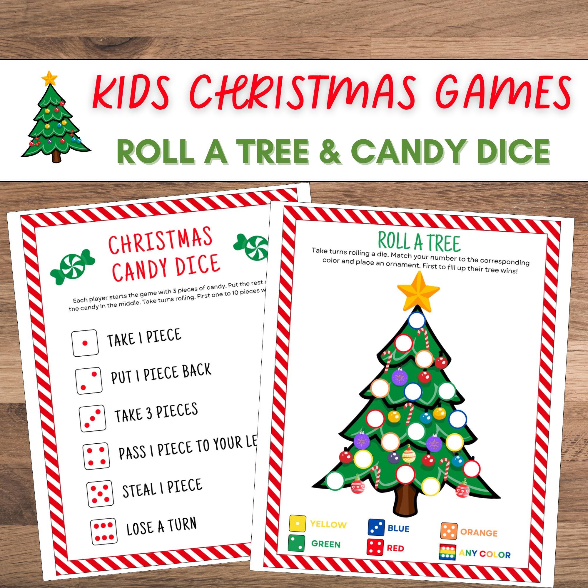 Roll a Tree Game and Candy Dice Game for Kids, Christmas Party Game ...