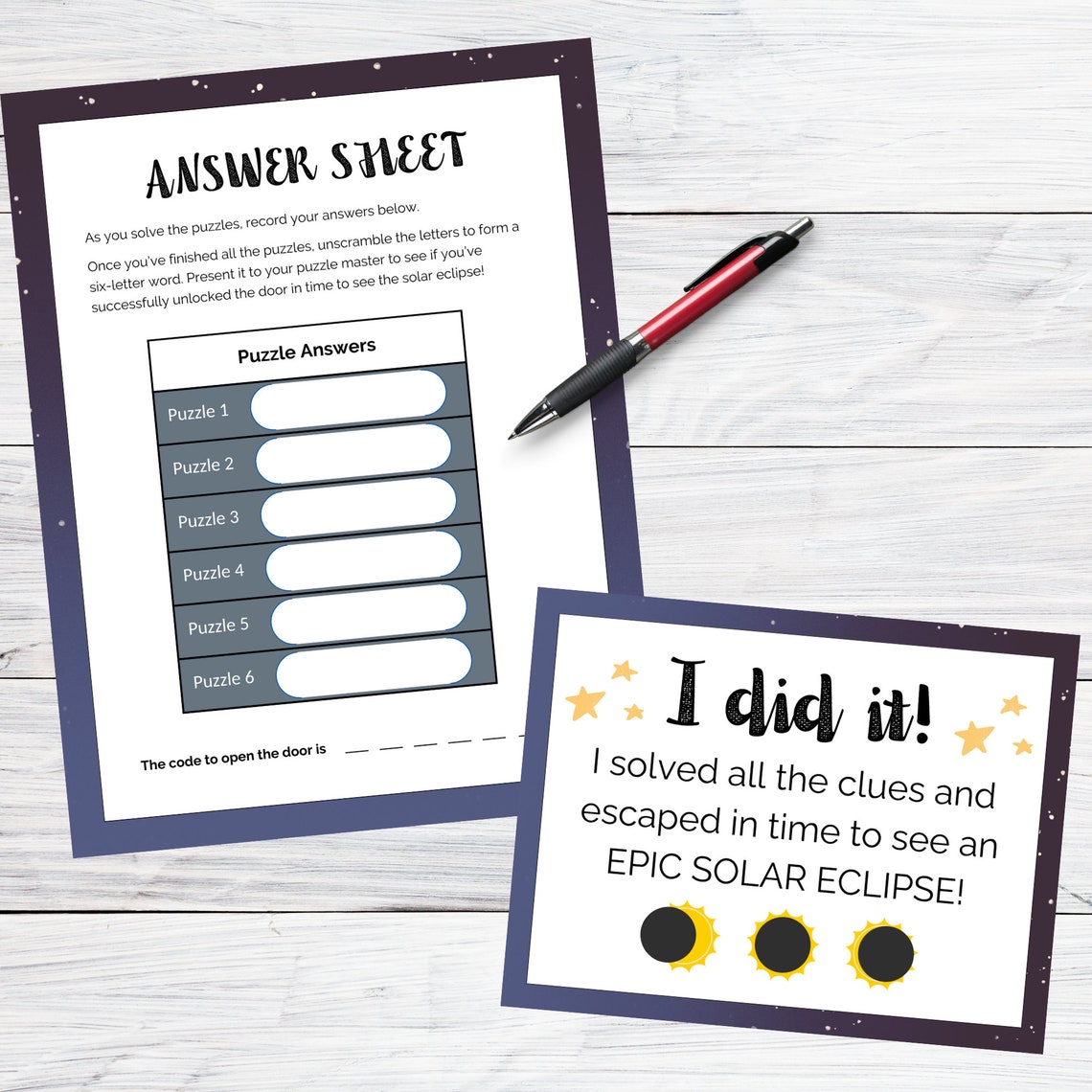 Solar Eclipse Escape Room for Kids, Solar Eclipse Game, Eclipse 2024 ...