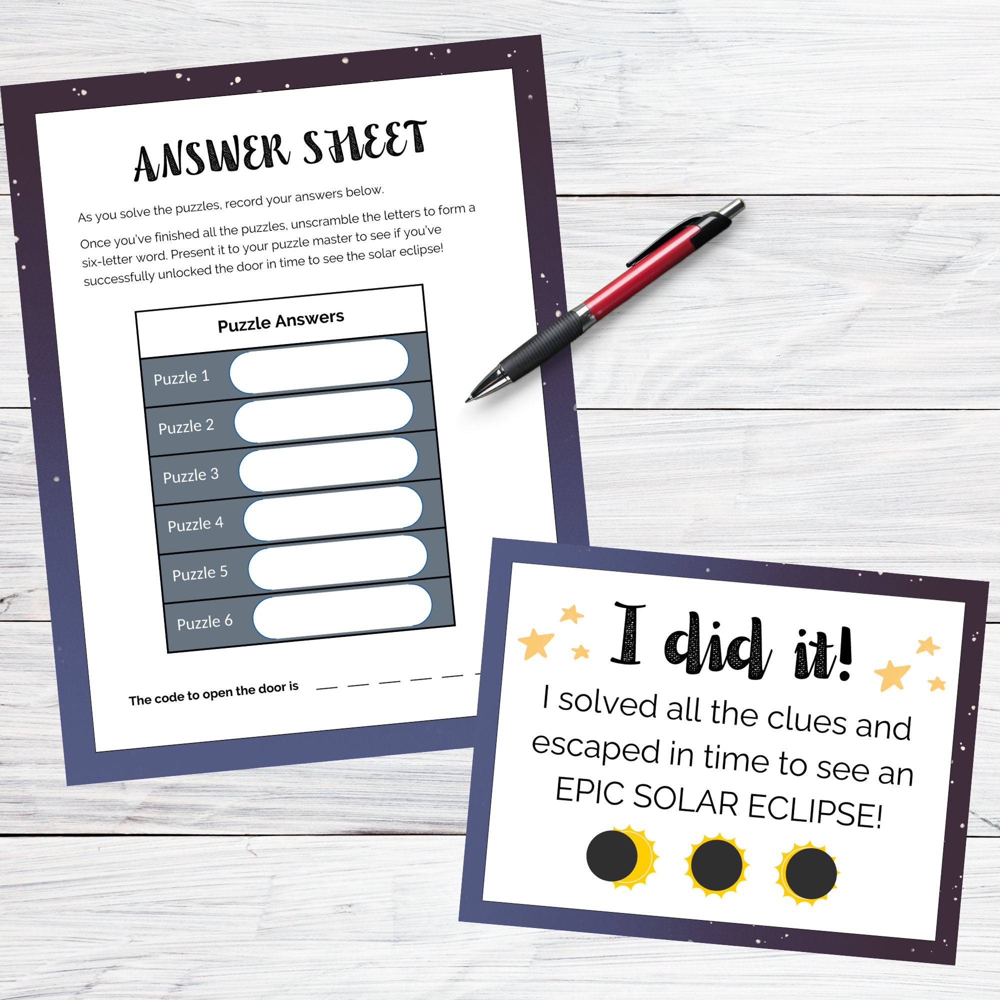 Solar Eclipse Escape Room for Kids, Solar Eclipse Game, Eclipse 2024 ...