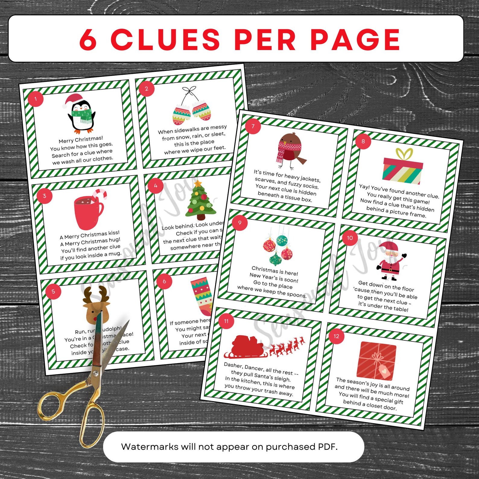 Christmas Scavenger Hunt for Kids, Christmas Treasure Hunt Clues ...