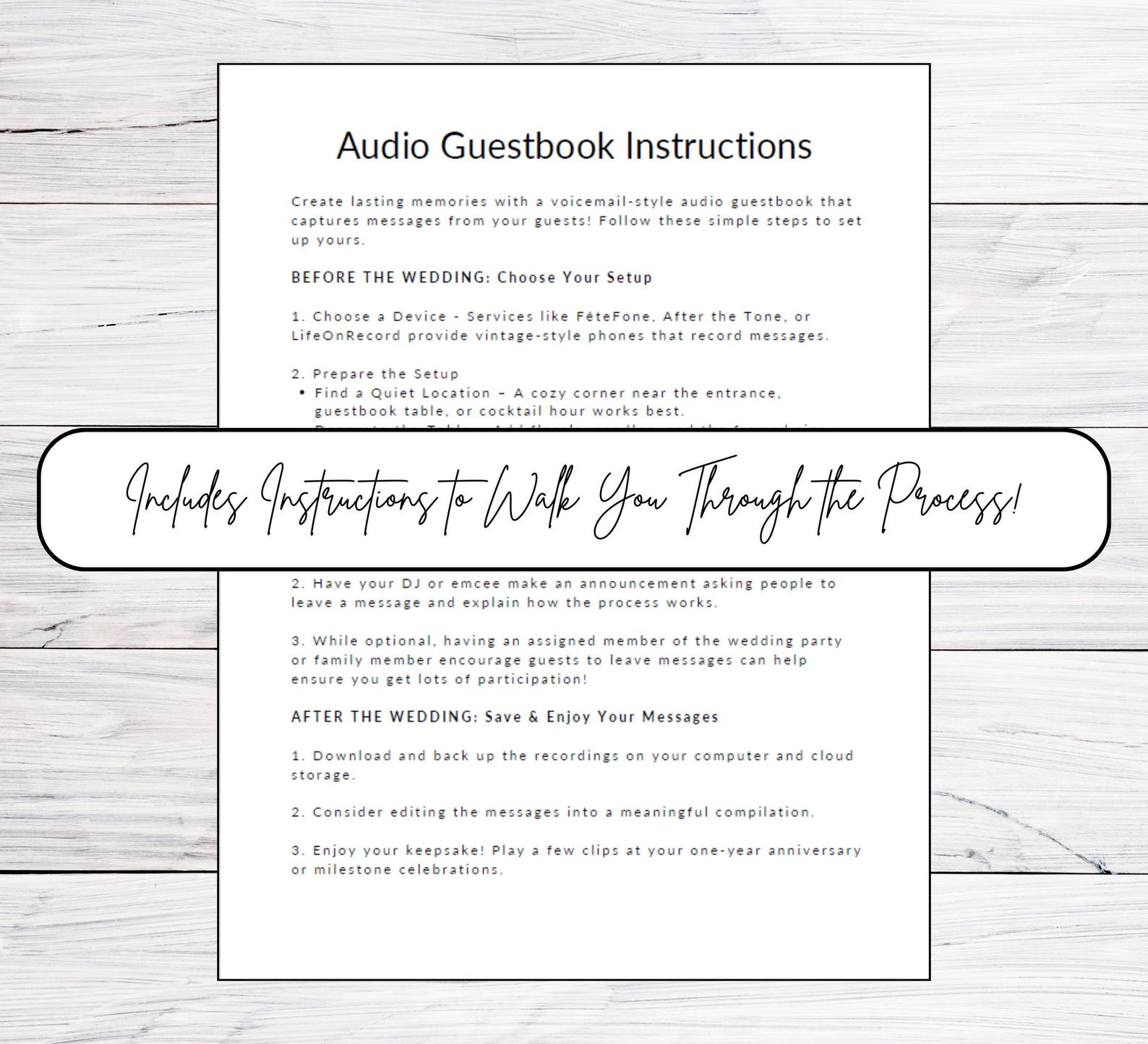 Printable Audio Guestbook Sign Template, Telephone Wedding Guestbook ...