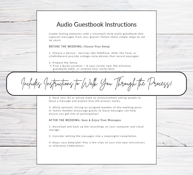 Printable Audio Guestbook Sign Template, Telephone Wedding Guestbook ...
