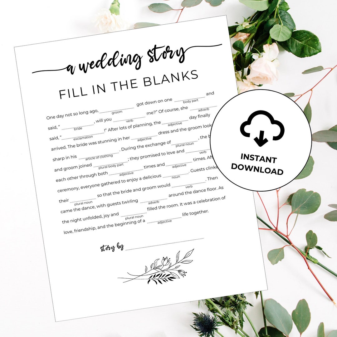 Wedding Fill in the Blanks, Wedding Table Game, Wedding Reception Games ...