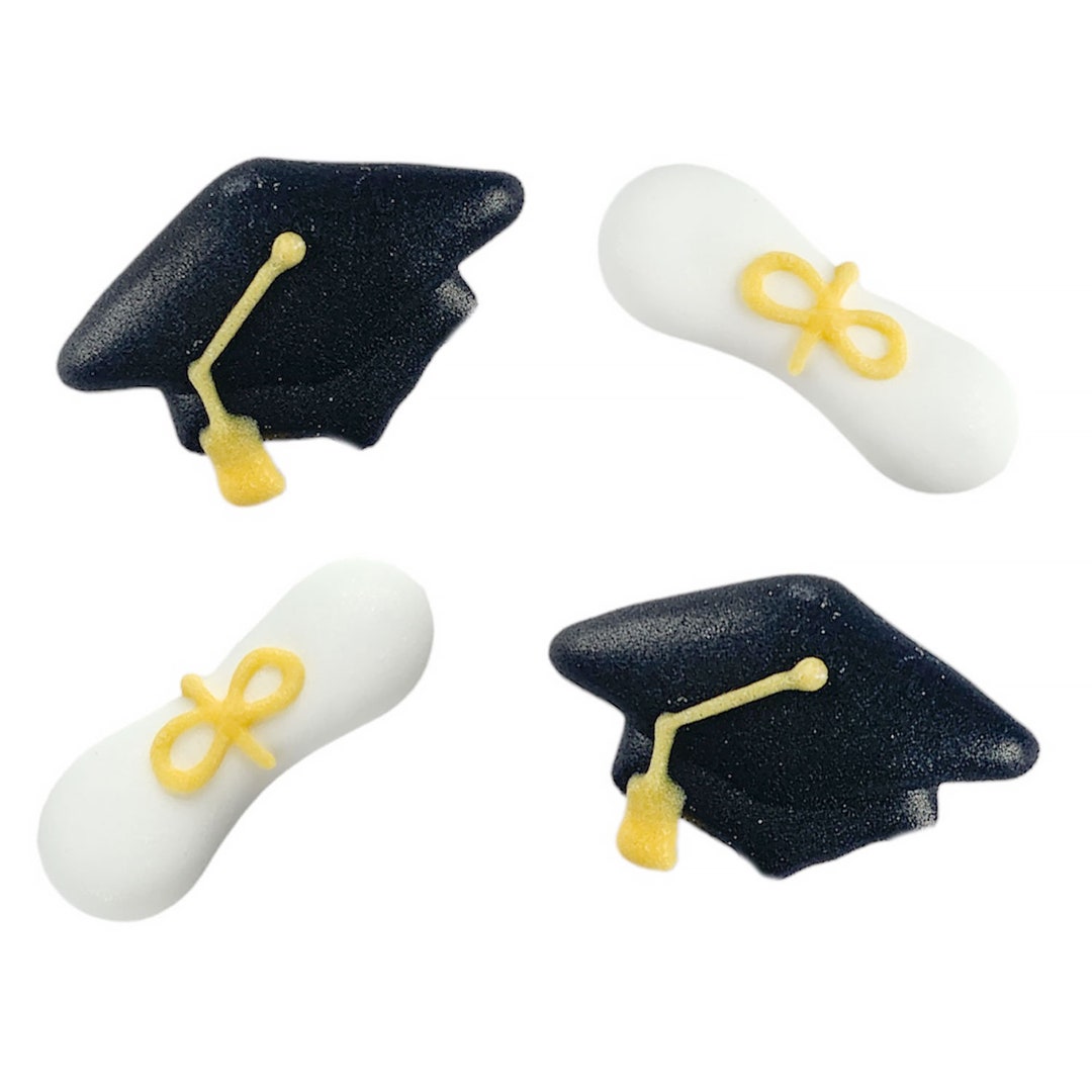 Mini Graduation Cap/hat and Diploma Royal Icing Edible Cookie and ...