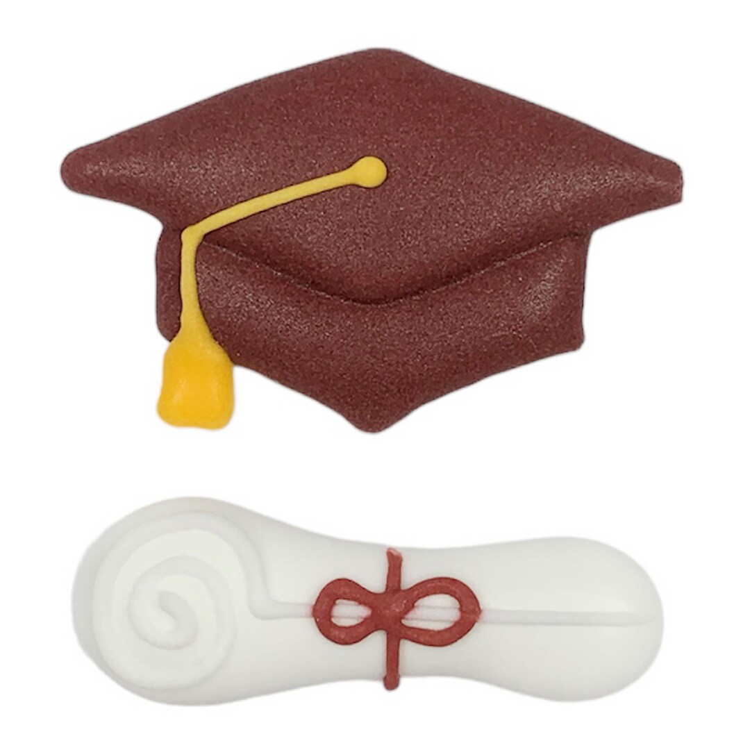 Burgundy/maroon Graduation Cap/hat and Diploma Royal Icing Edible ...