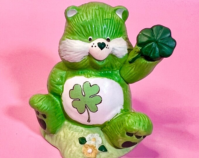 GOOD LUCK BEAR holding a 4 Leaf Clover 1984 Vintage Care Bears ...