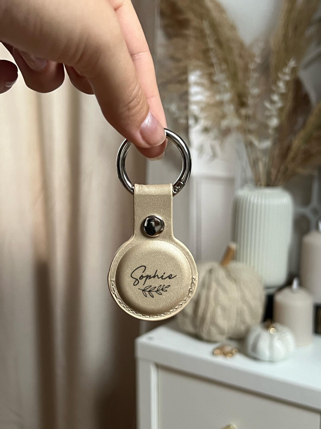 Personalized Apple AirTag PU Leather Case – Engraved Keychain – Gift ...